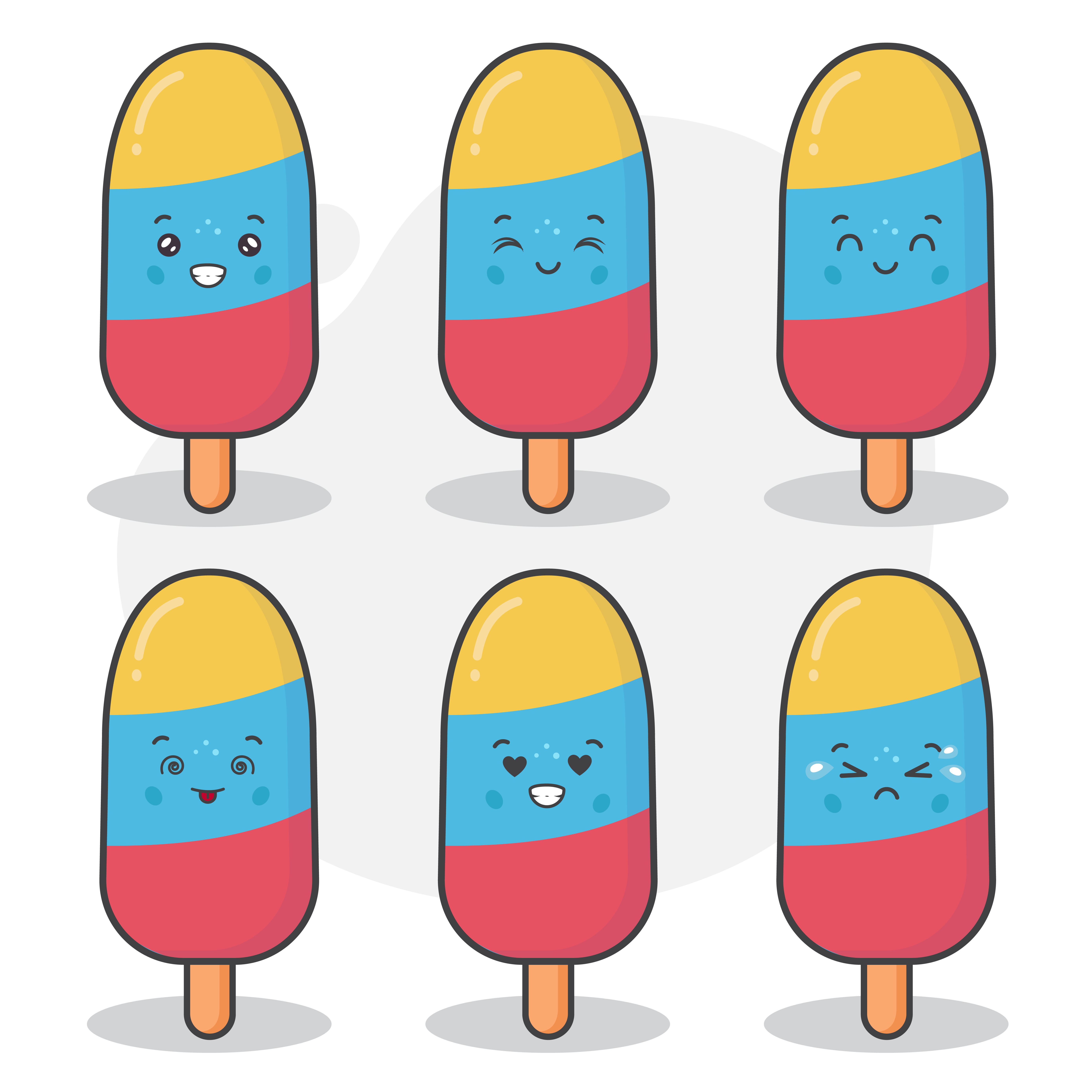 Cute Ice Cream Characters Set with Different Expressions 1409735 Vector ...