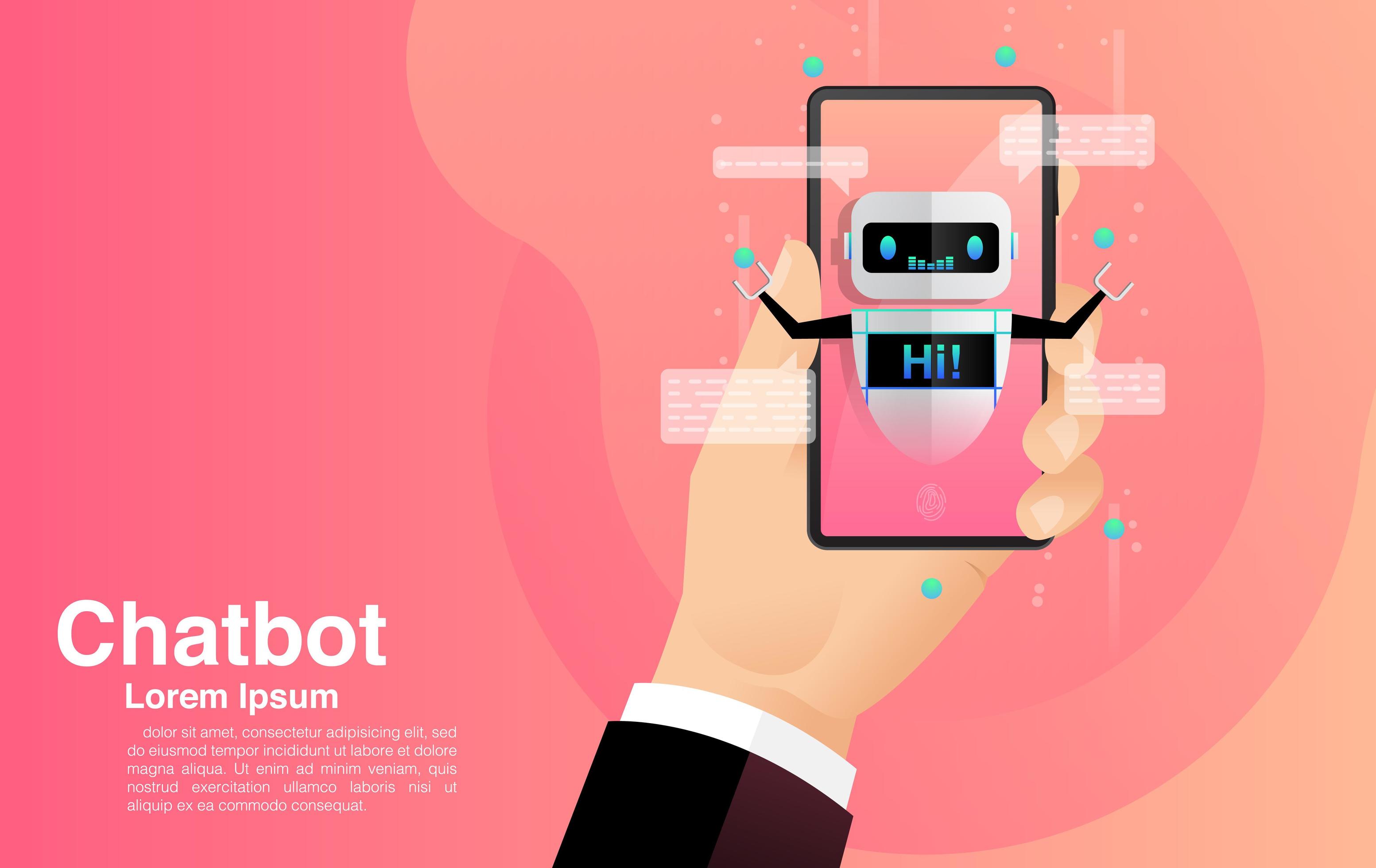 Chatting With Chatbot Mobile Application Concept 1409827 Vector Art At Vecteezy