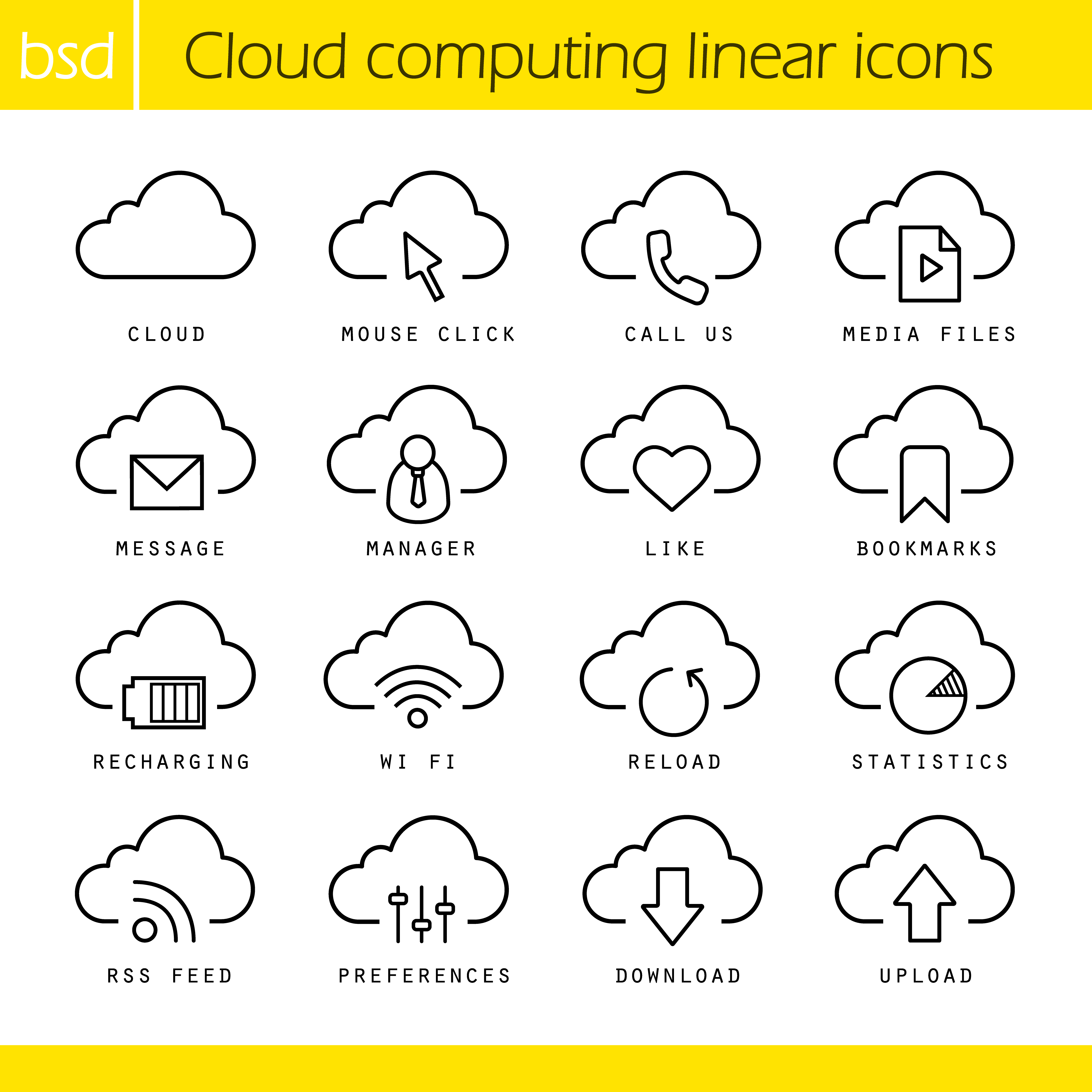 Cloud Computing Linear Icons Set 1410532 Vector Art At Vecteezy