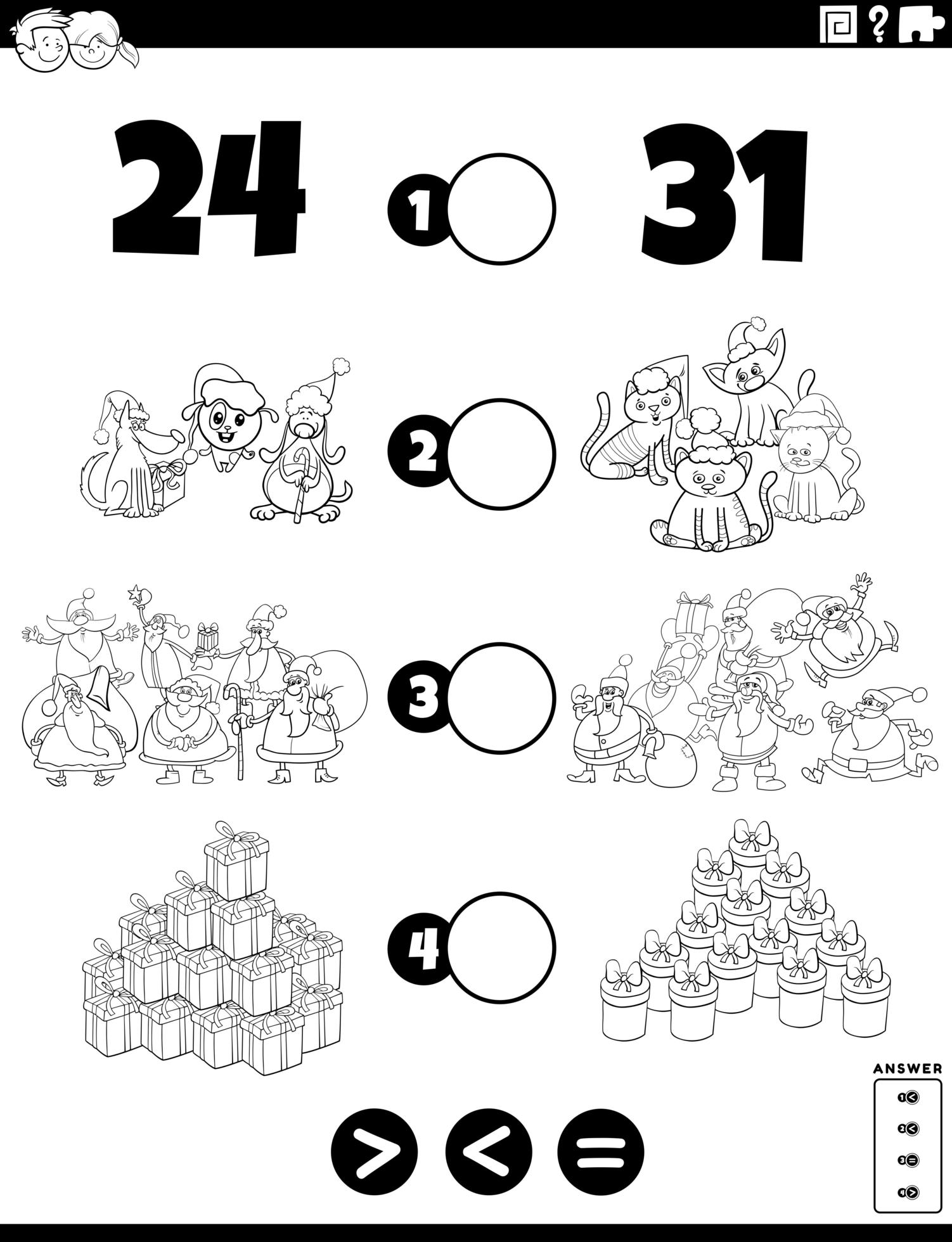 Greater, Less Or Equal Task For Kids Coloring 1417097 Vector Art At 