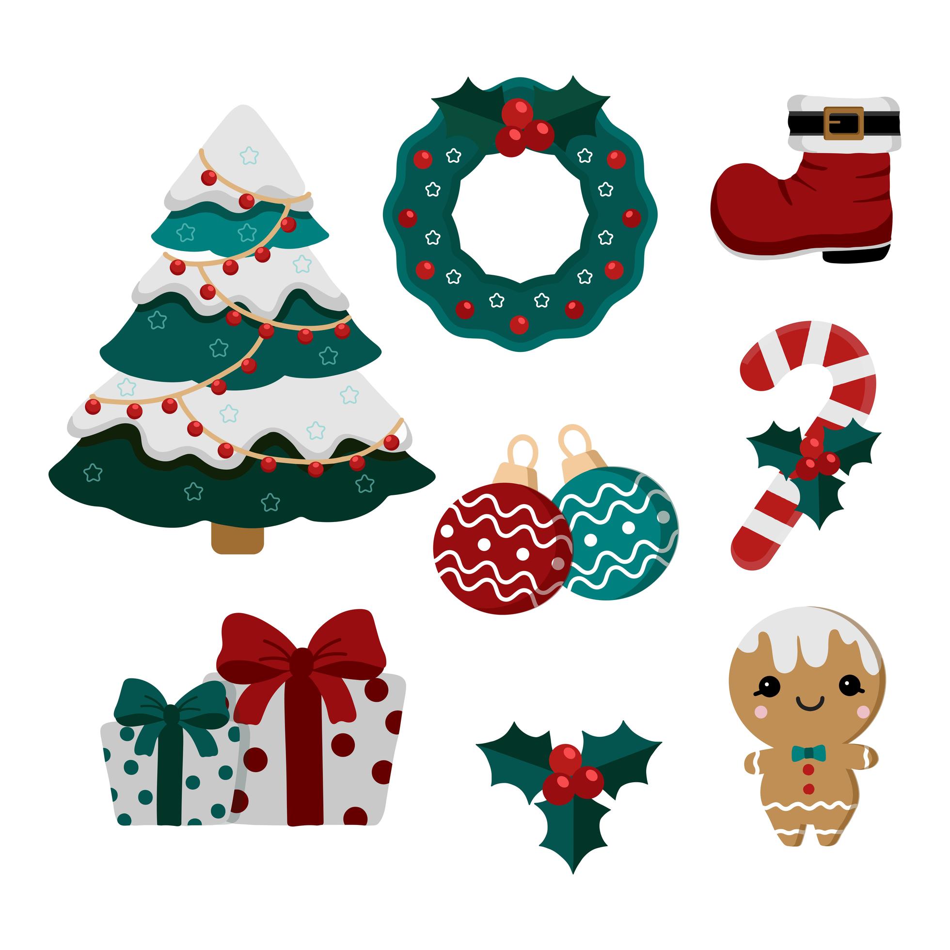 Christmas elements set 1418938 Vector Art at Vecteezy