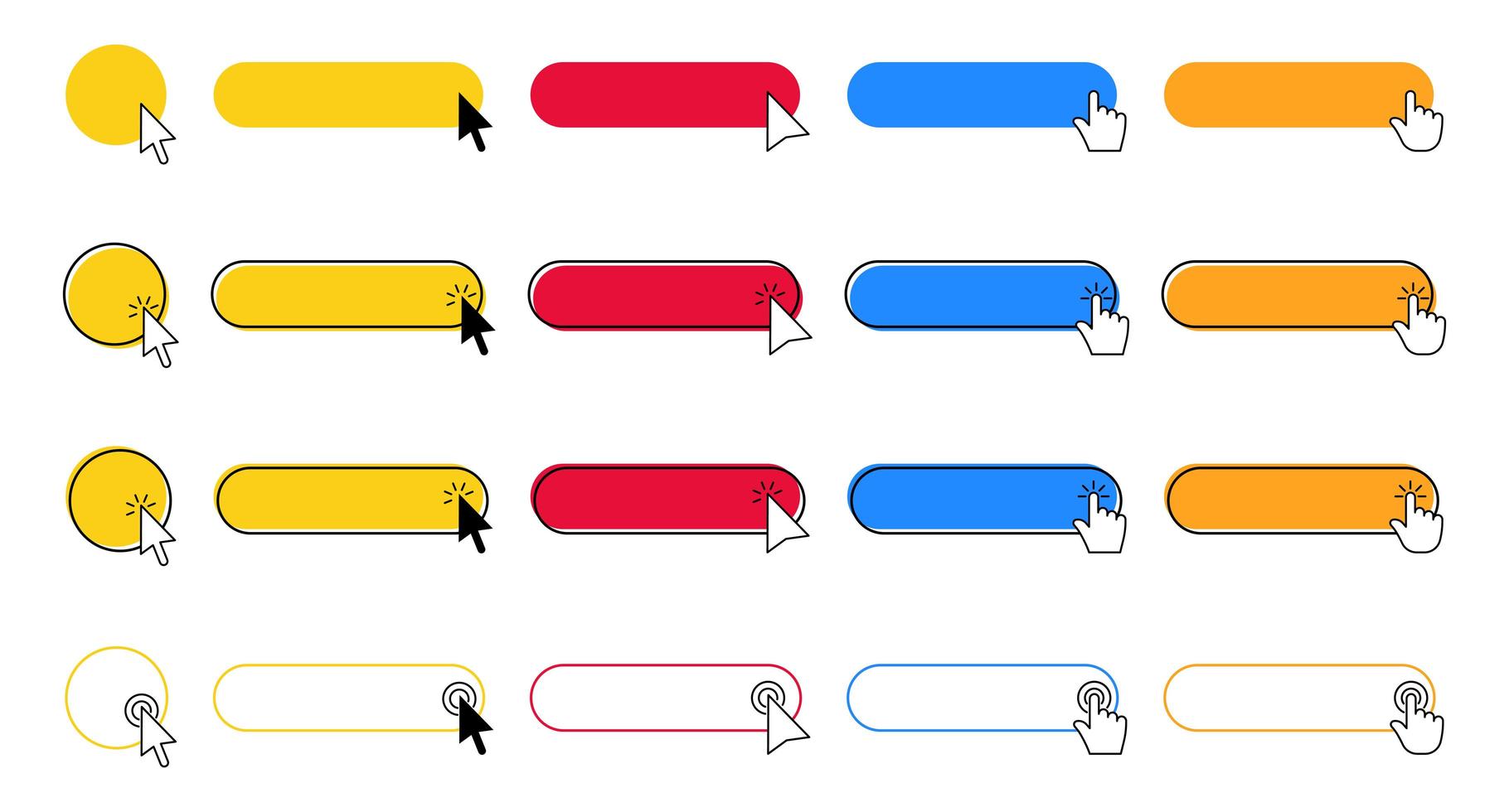 Cursor pointer click button web ui set 1427316 Vector Art at Vecteezy