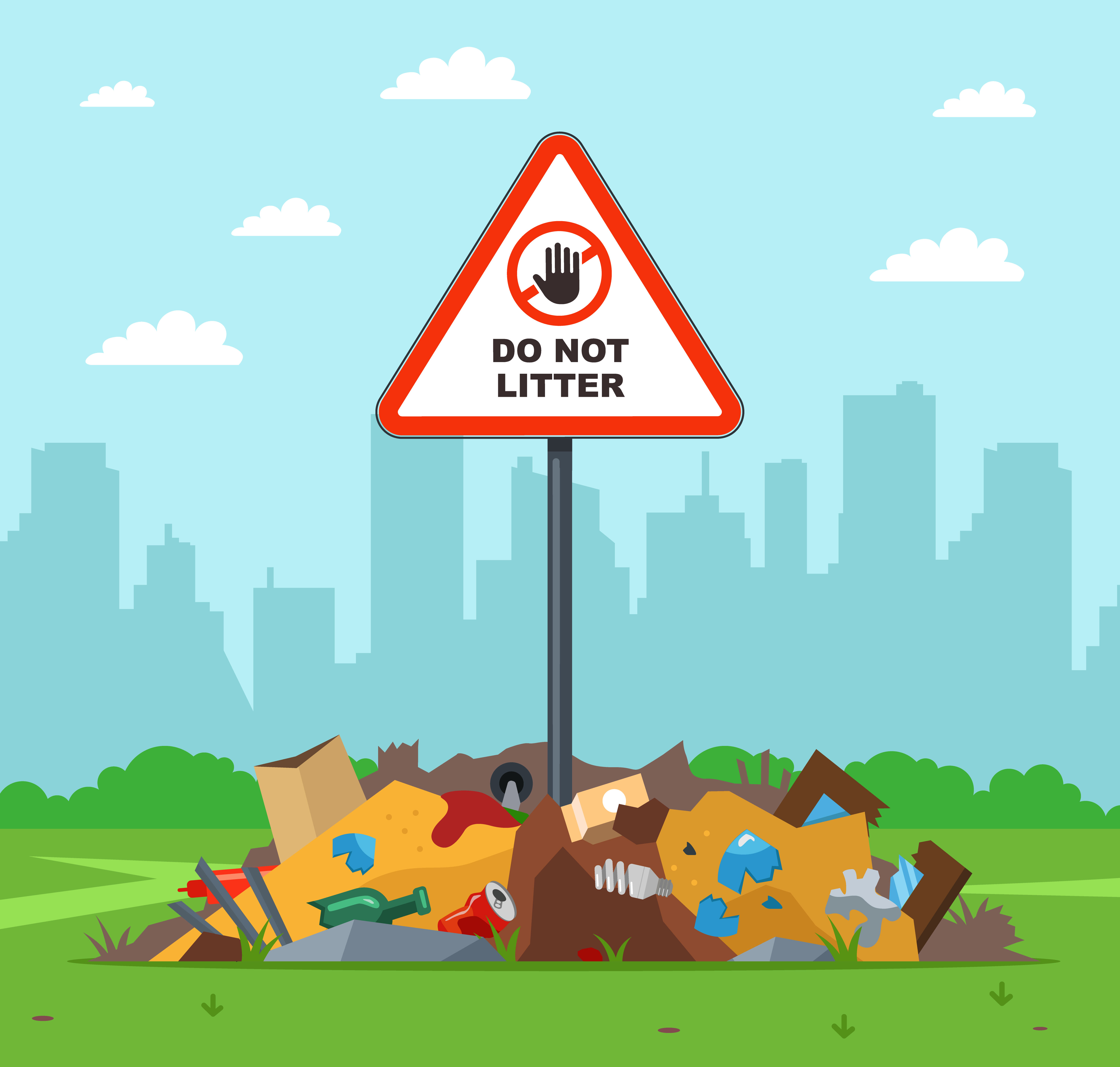 Litter Next To Do Not Litter Sign 1430430 Vector Art At Vecteezy