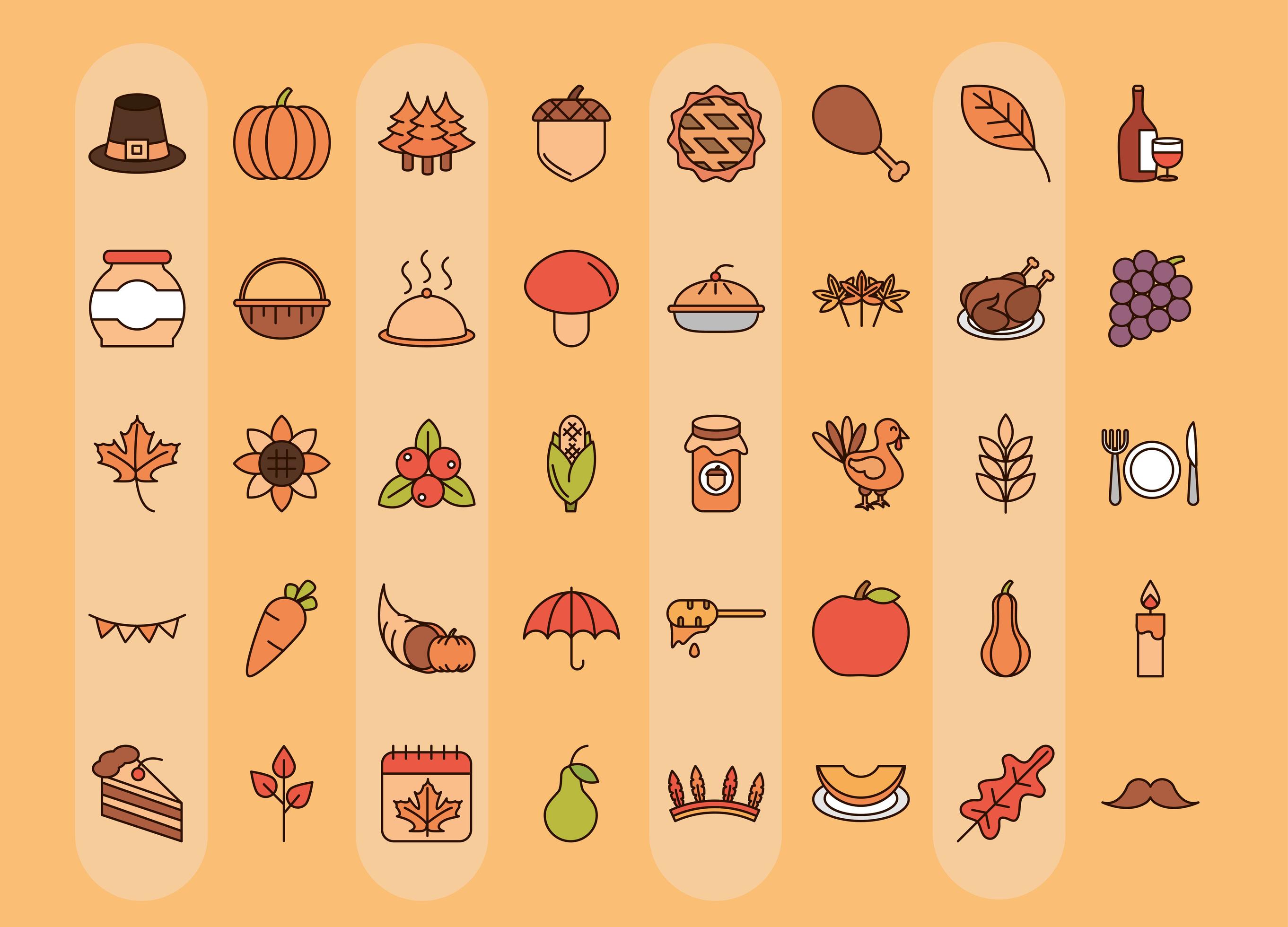 Thanksgiving Day celebration icon set 1431134 Vector Art at Vecteezy