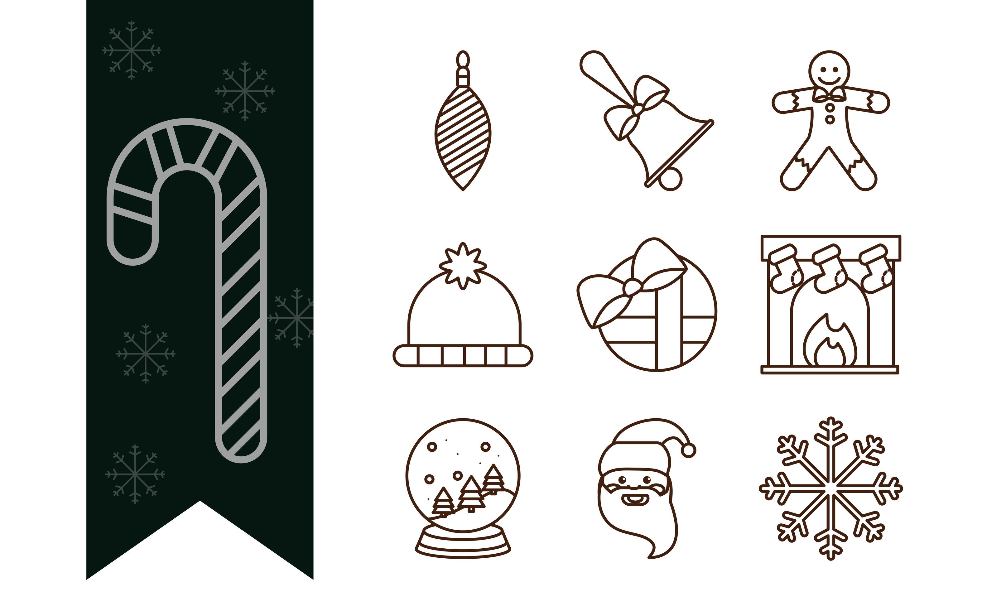 Christmas line-art icon collection 1431929 Vector Art at Vecteezy