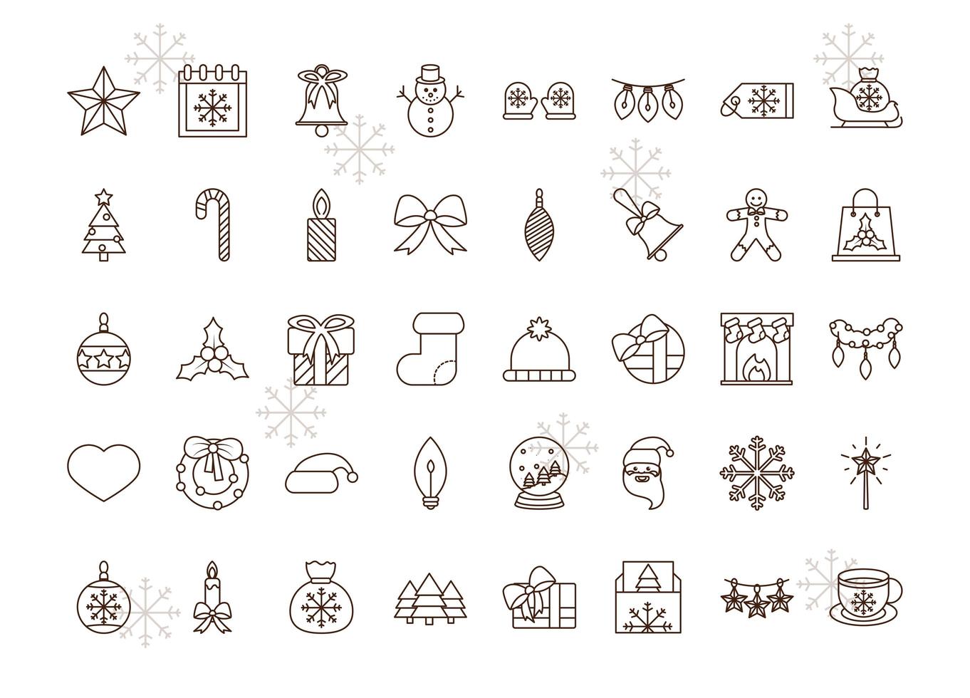 Christmas line-art icon collection 1431935 Vector Art at Vecteezy