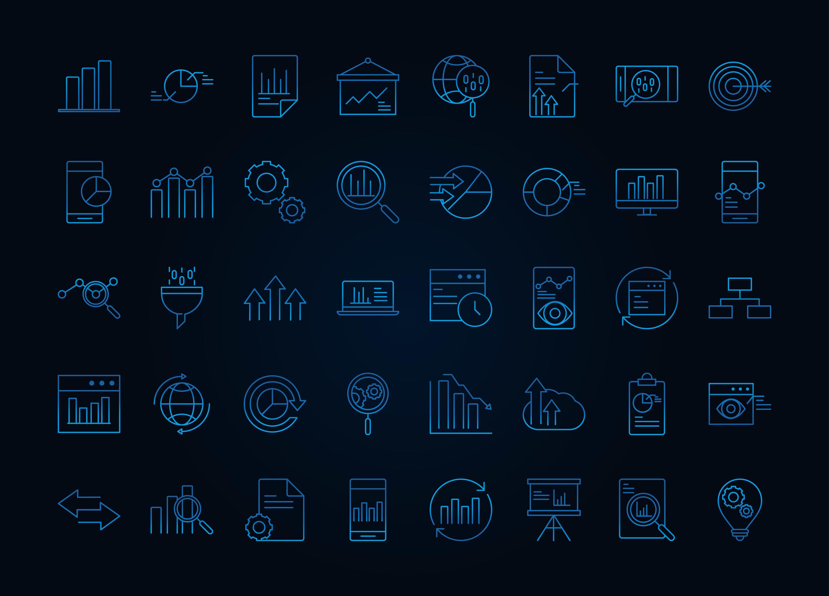 Data analysis, business, and marketing strategy icon set 1431970 Vector ...
