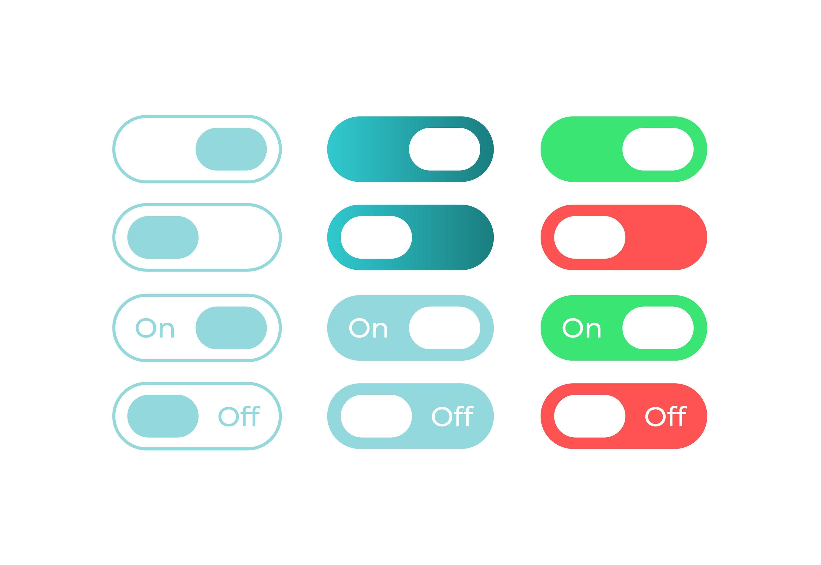 Colourful switches, UI elements kit 1434194 Vector Art at Vecteezy