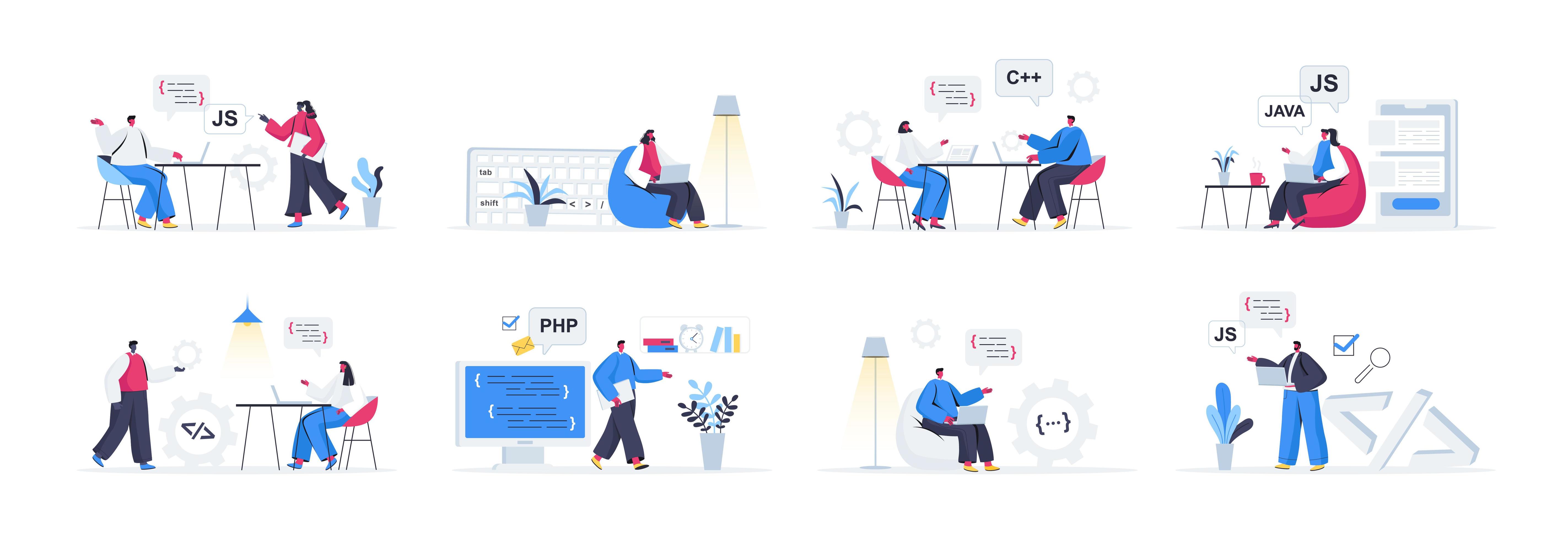 Bundle of programming scenes 1434245 Vector Art at Vecteezy