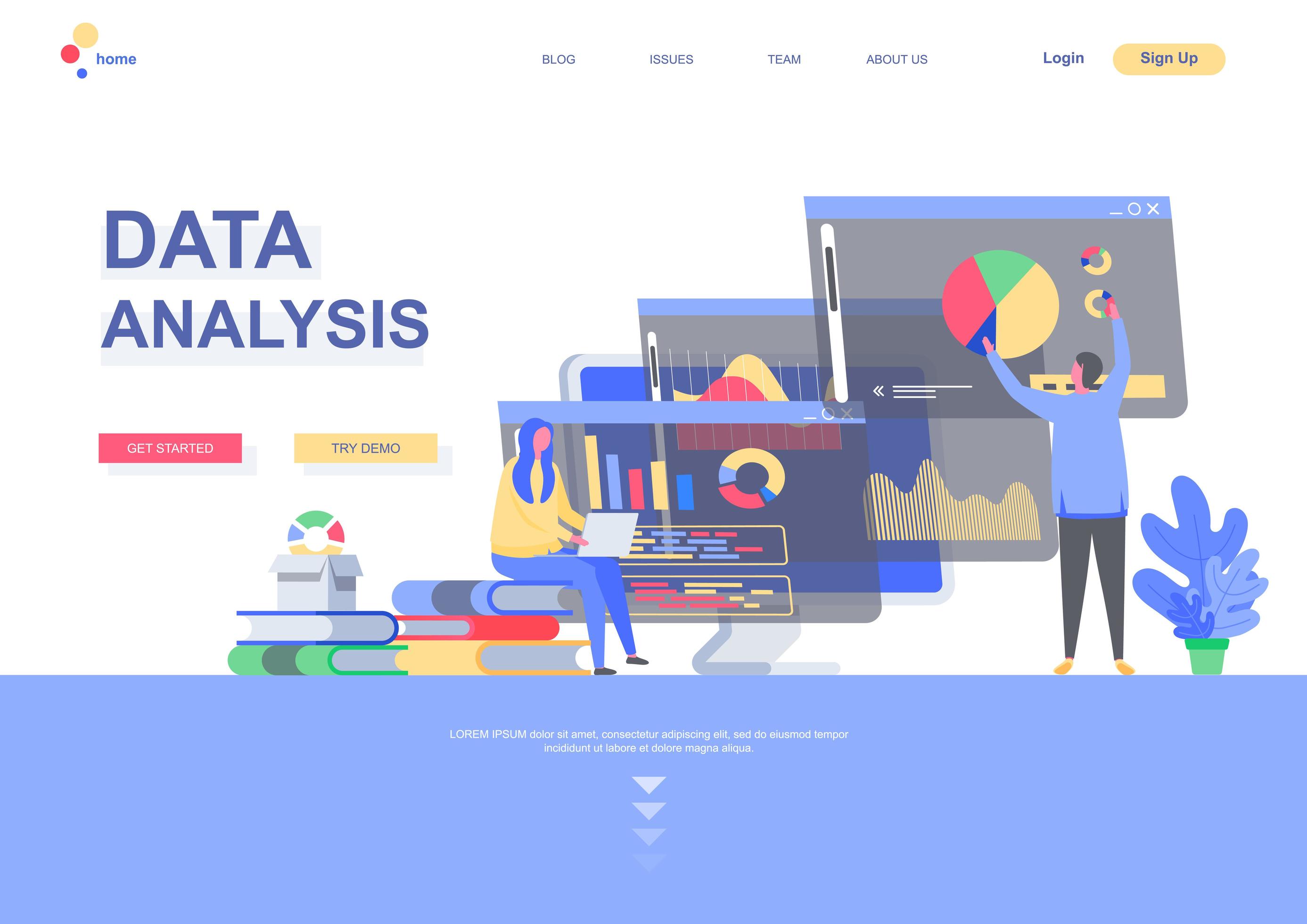 Data analysis landing page template 1436199 Vector Art at Vecteezy