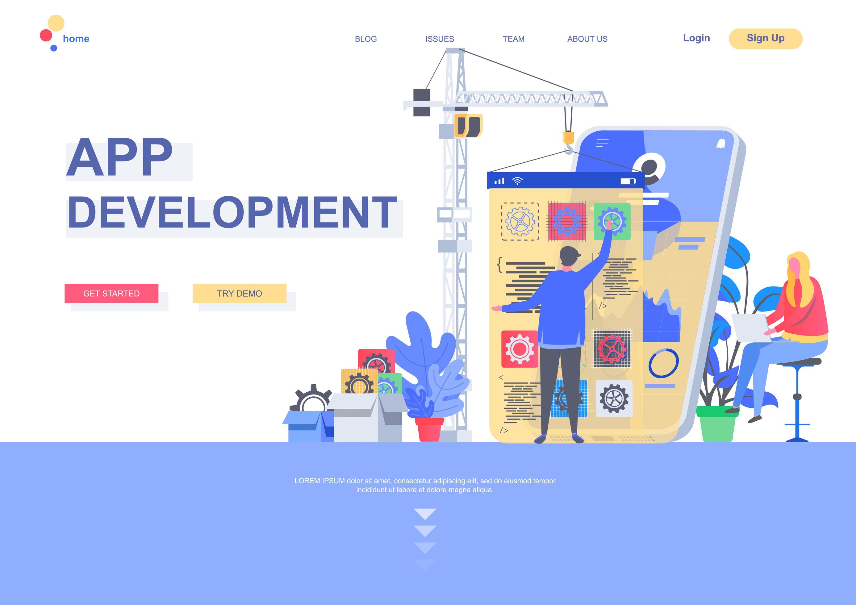 App development flat landing page template 1436206 Vector Art at Vecteezy App development flat landing page template 1436206 Vector Art at Vecteezy