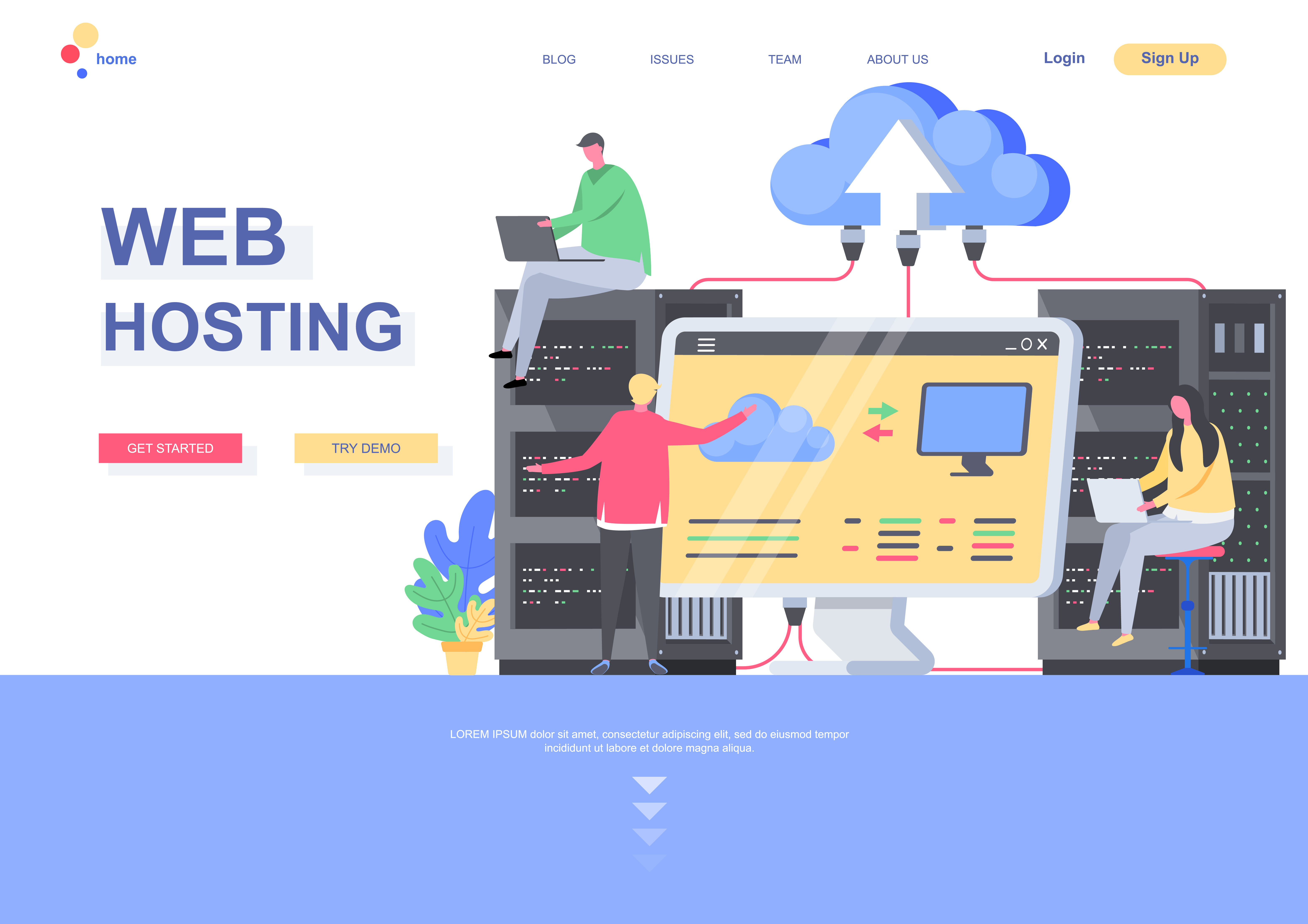 WEB hosting flat landing page template 1436285 Vector Art at Vecteezy