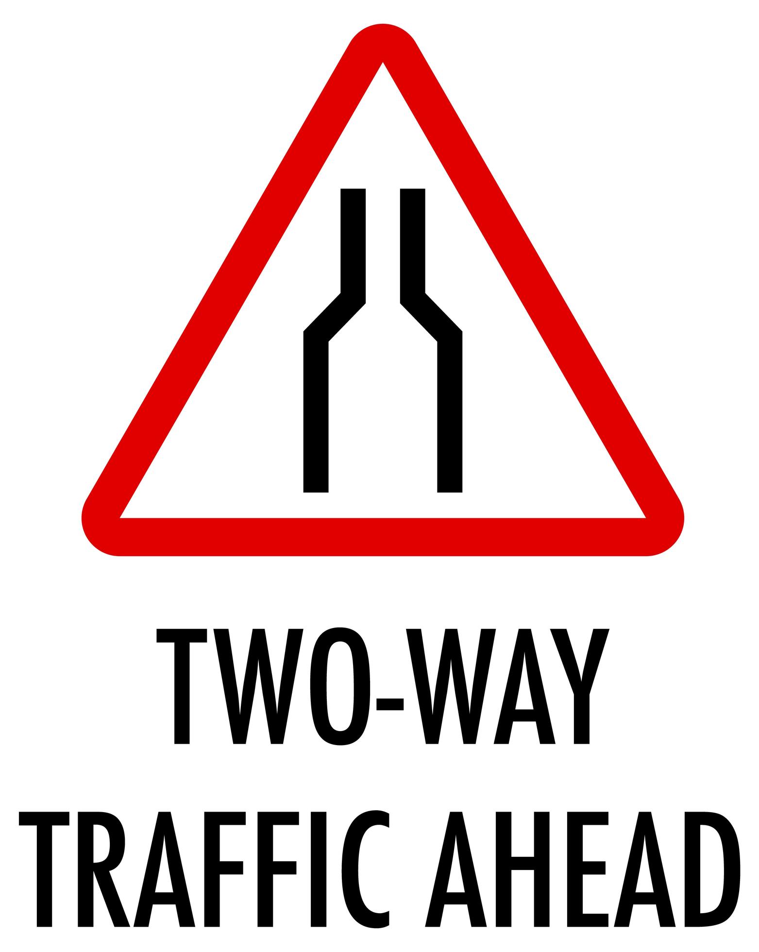 Two-way traffic ahead sign on white background 1437370 Vector Art at ...