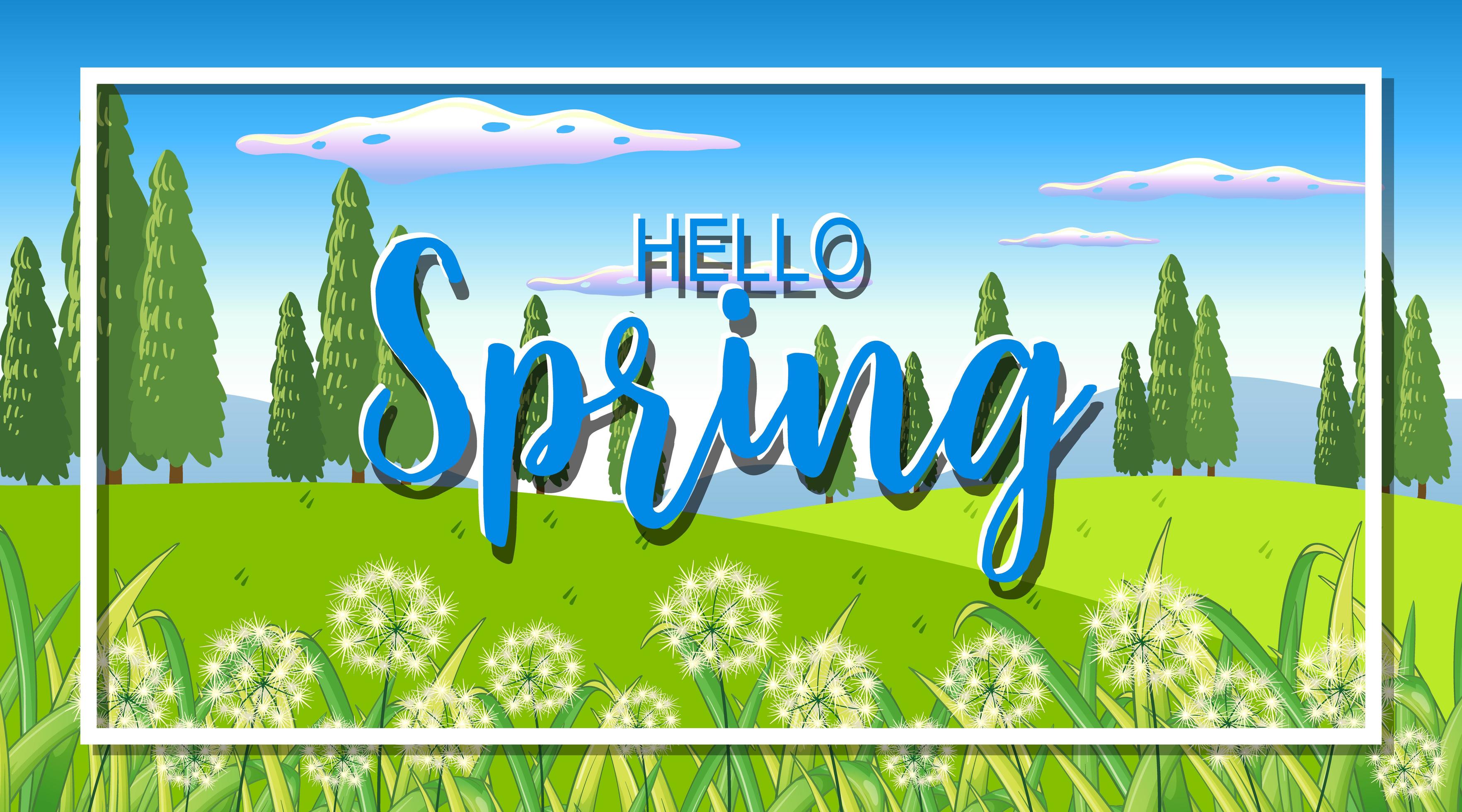 Nature scene background with word hello spring in the garden 1437375 ...