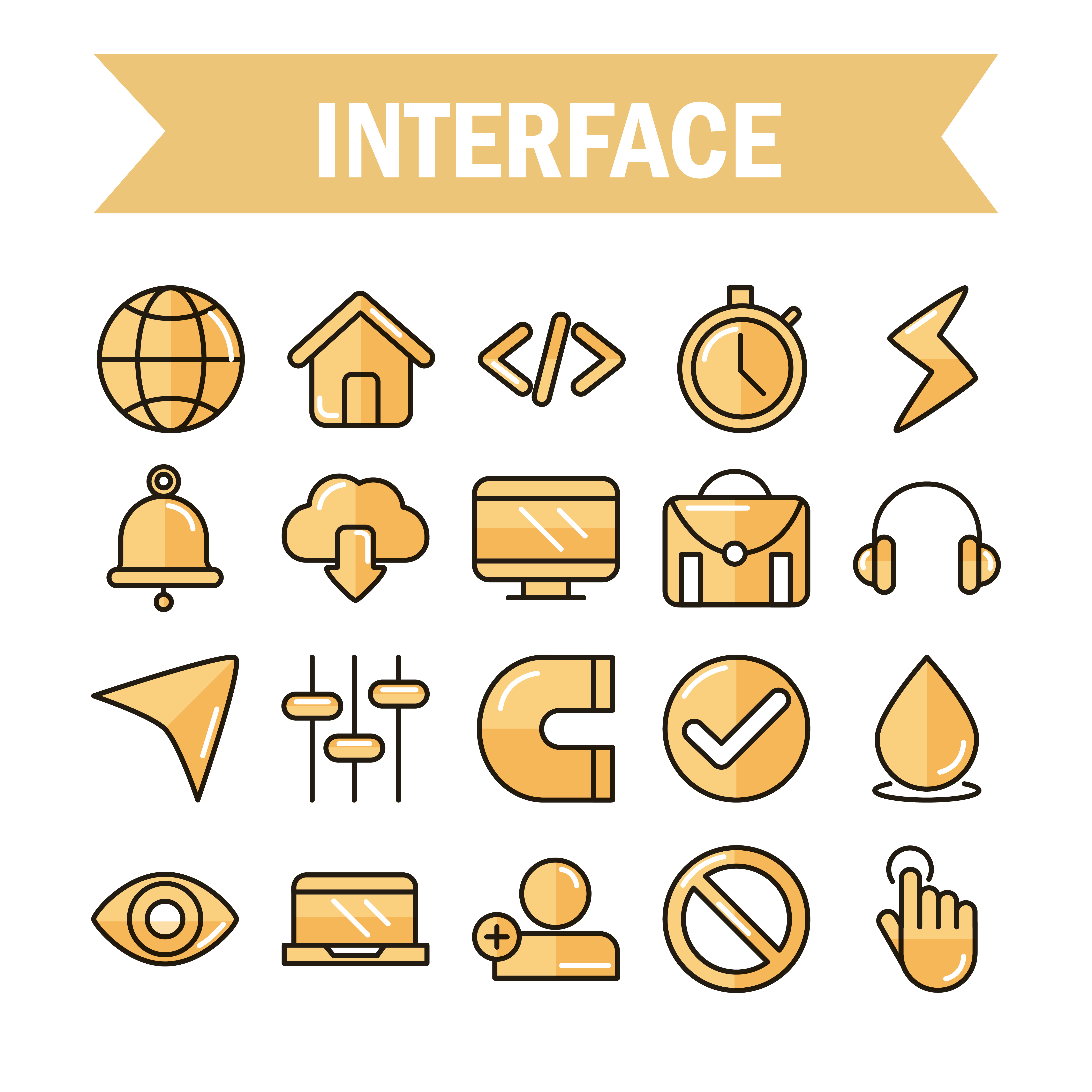 Interface, digital, and web technology icon set 1437772 Vector Art at ...