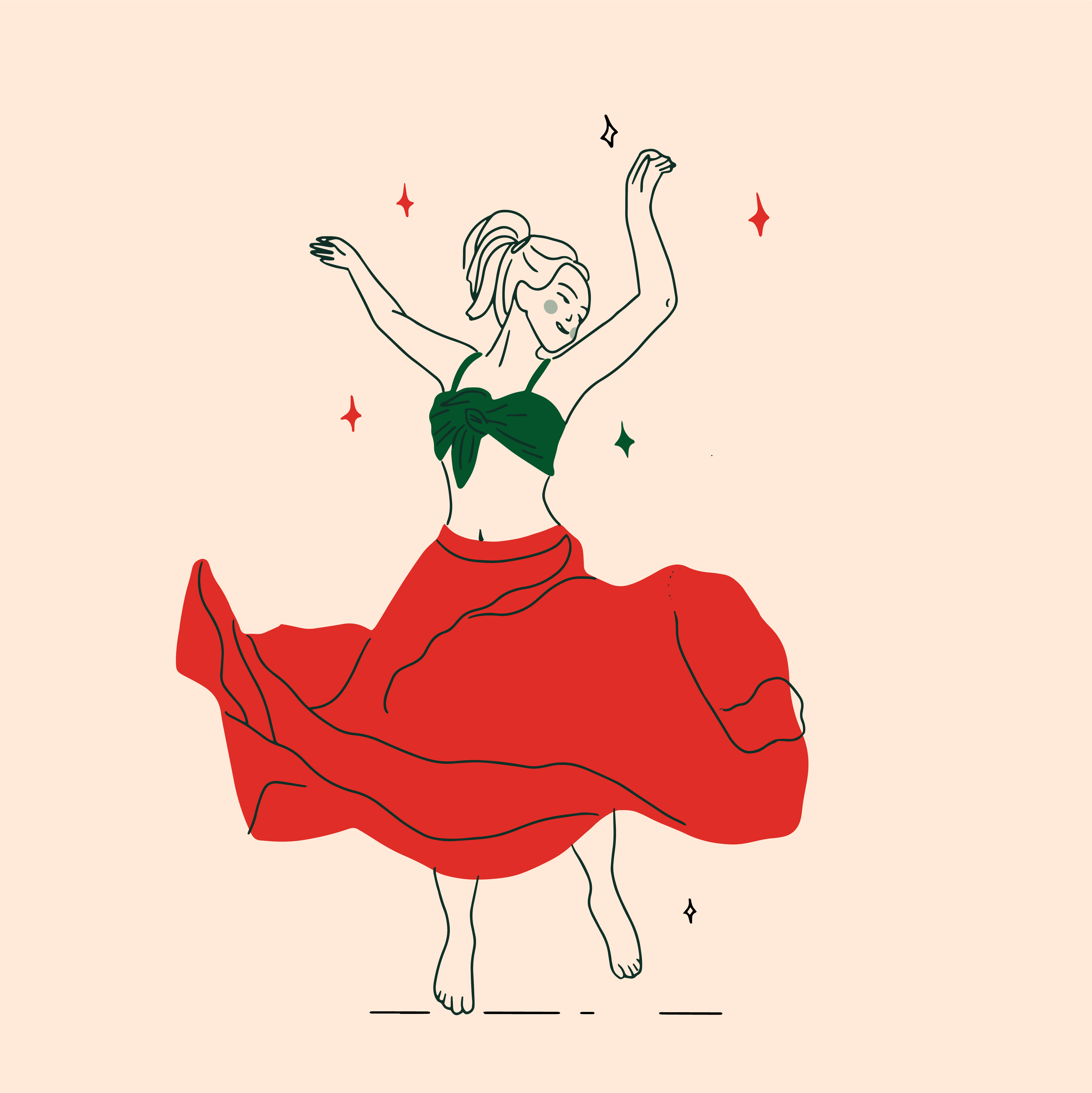 Dancing Young Woman, 1444767 Vector Art at Vecteezy