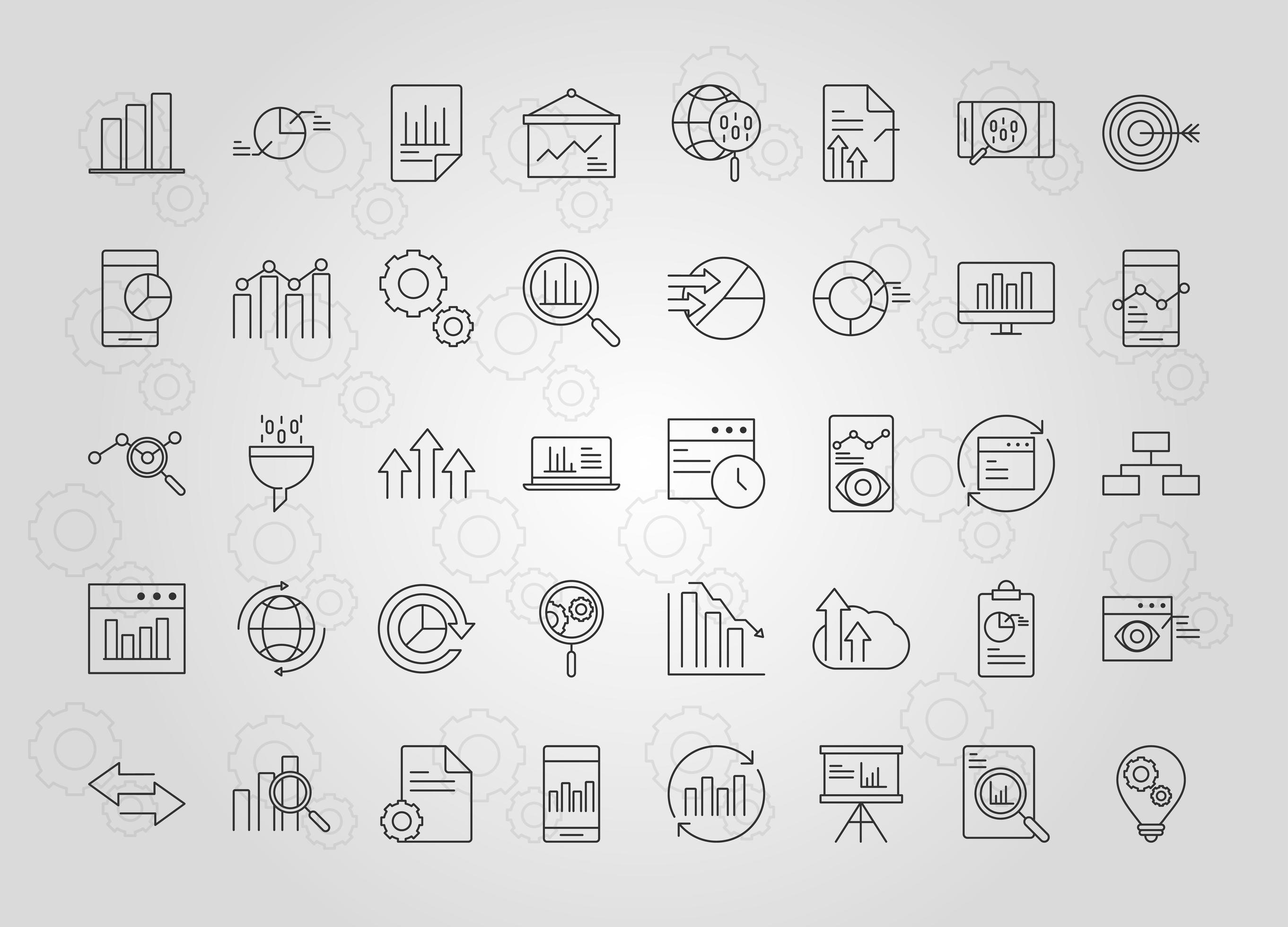 Data analysis, business, and marketing strategy icon set 1446114 Vector ...