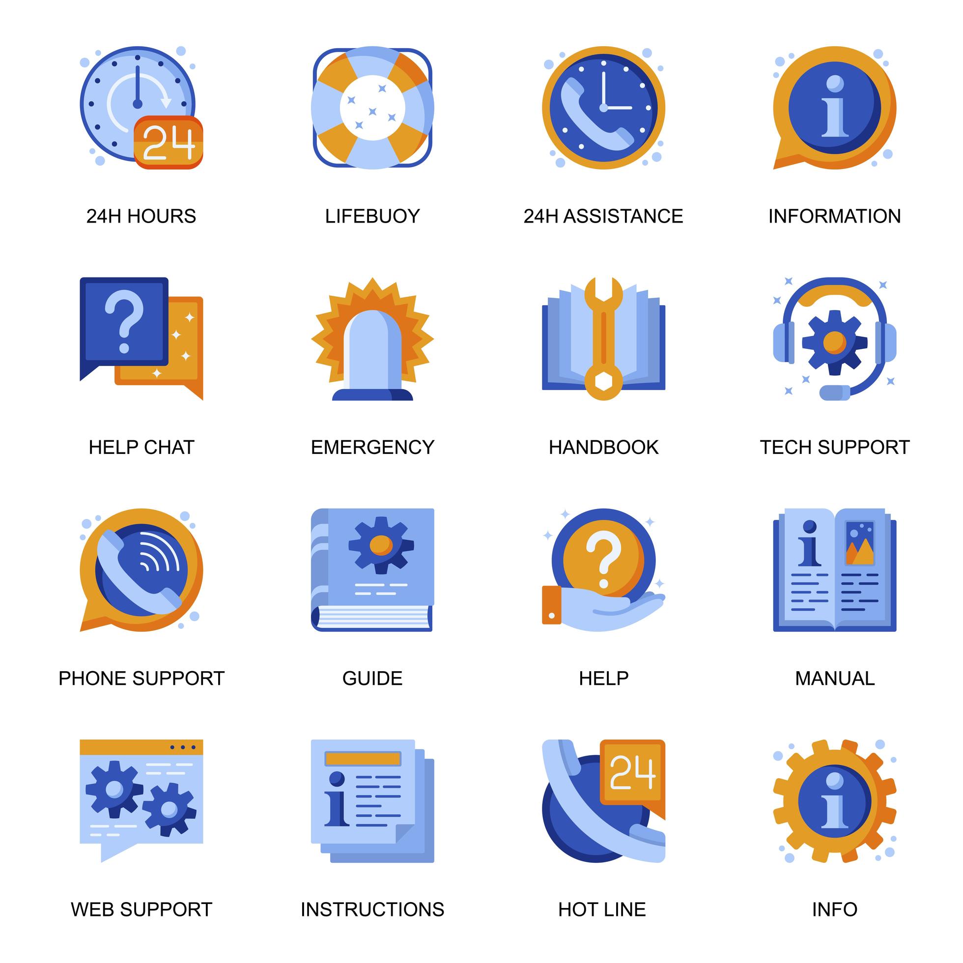 Web support icons set in flat style. 1446931 Vector Art at Vecteezy