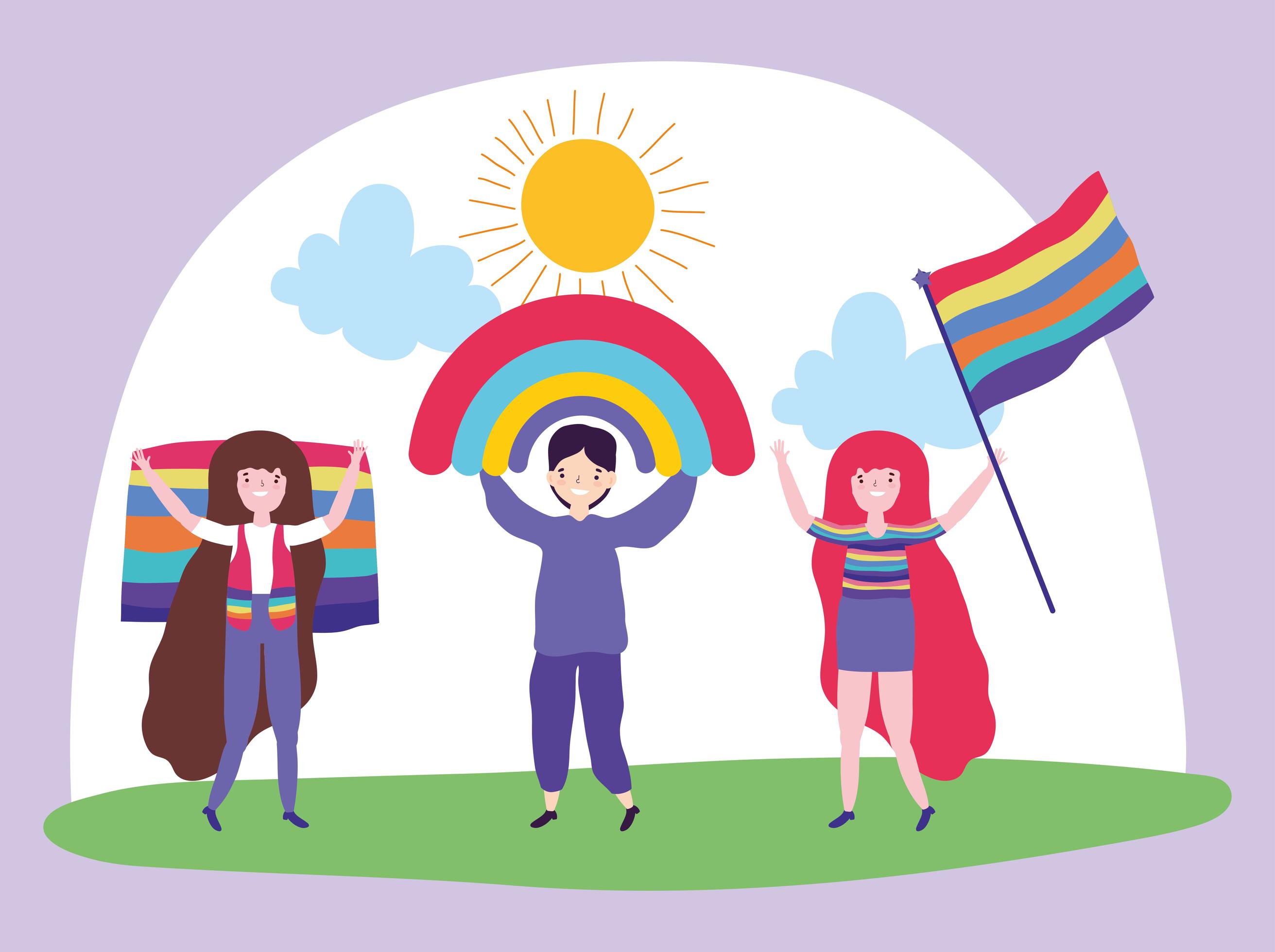 Cartoon Lgbtqi Characters For Pride Celebration 1482006 Vector Art At