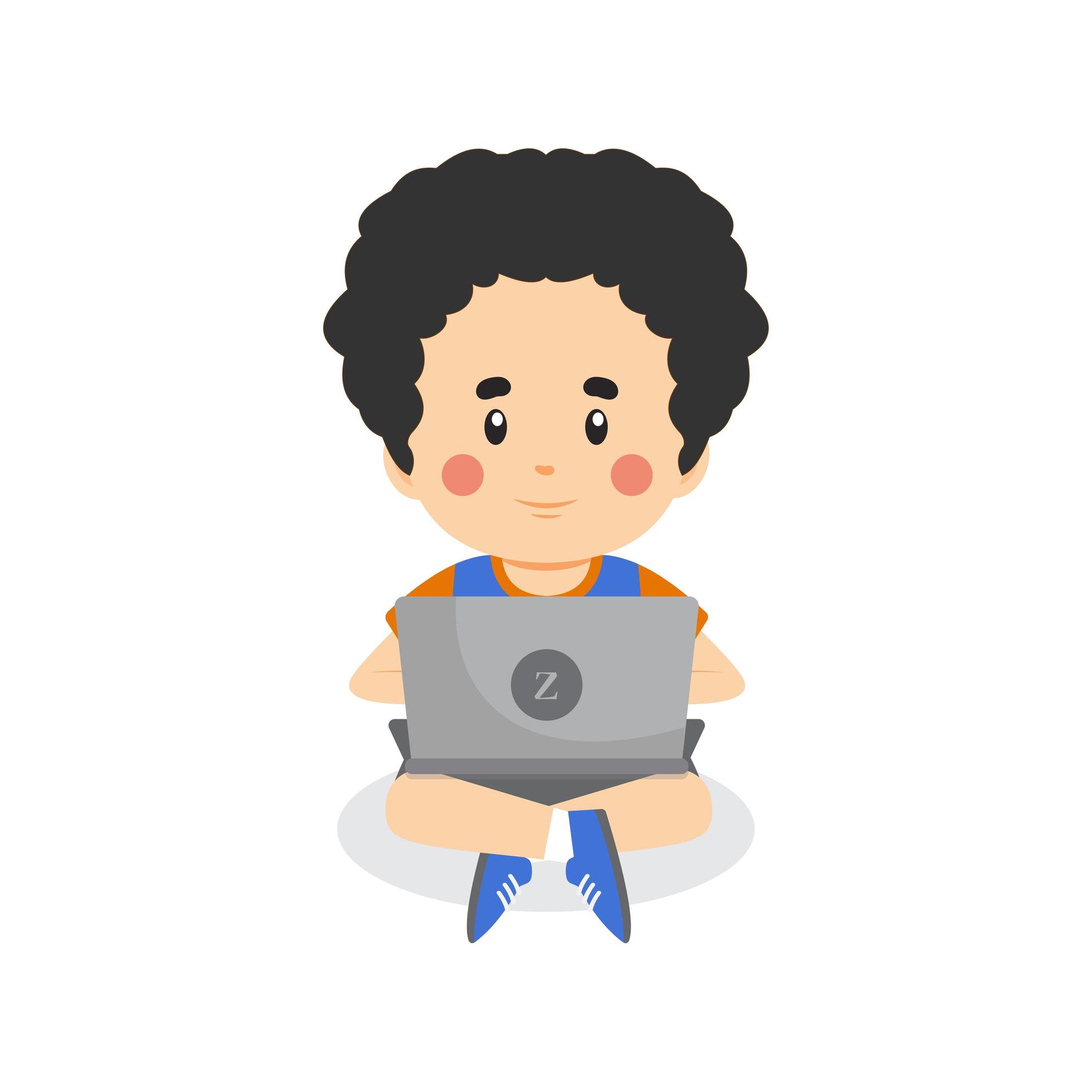 Child Using Computer 1484230 Vector Art at Vecteezy