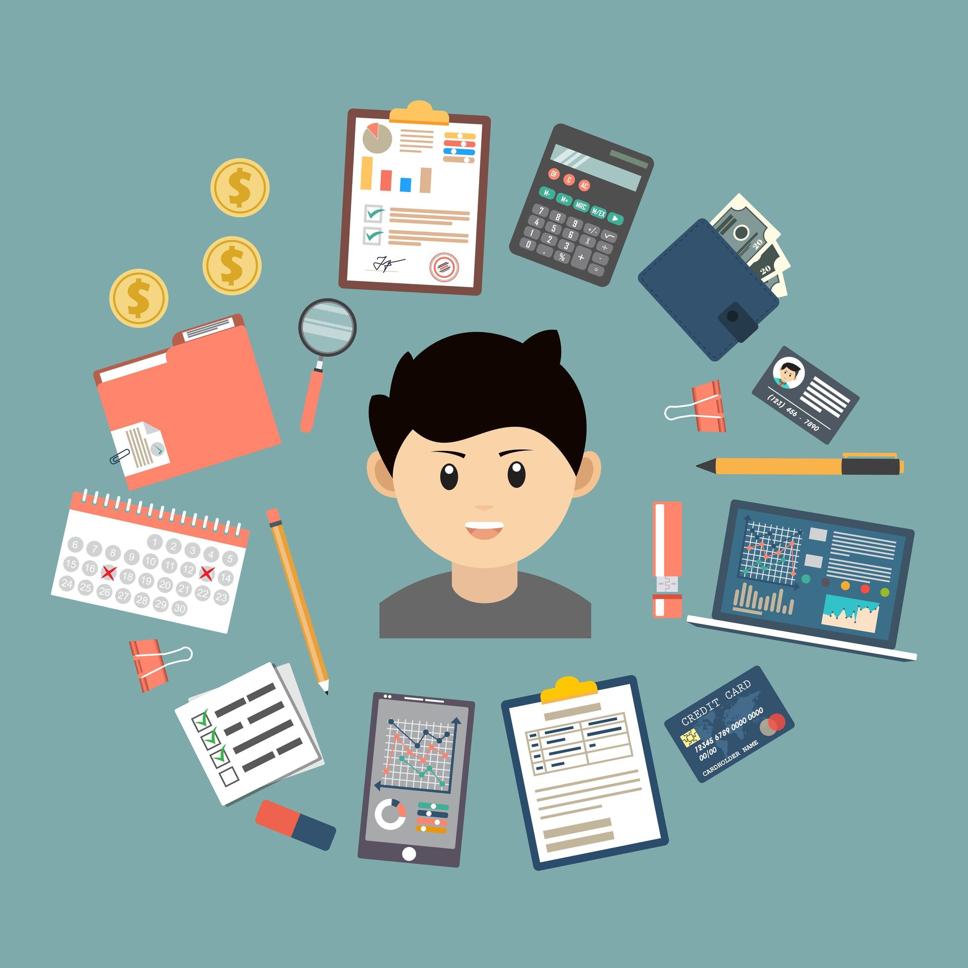 Auditing Concept Background With Office Objects 1541184 Vector Art At