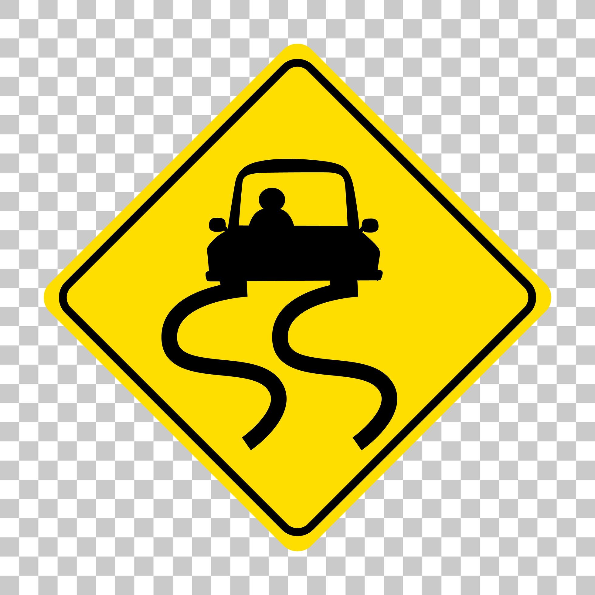 Yellow traffic warning sign on transparent background 1541367 Vector ...
