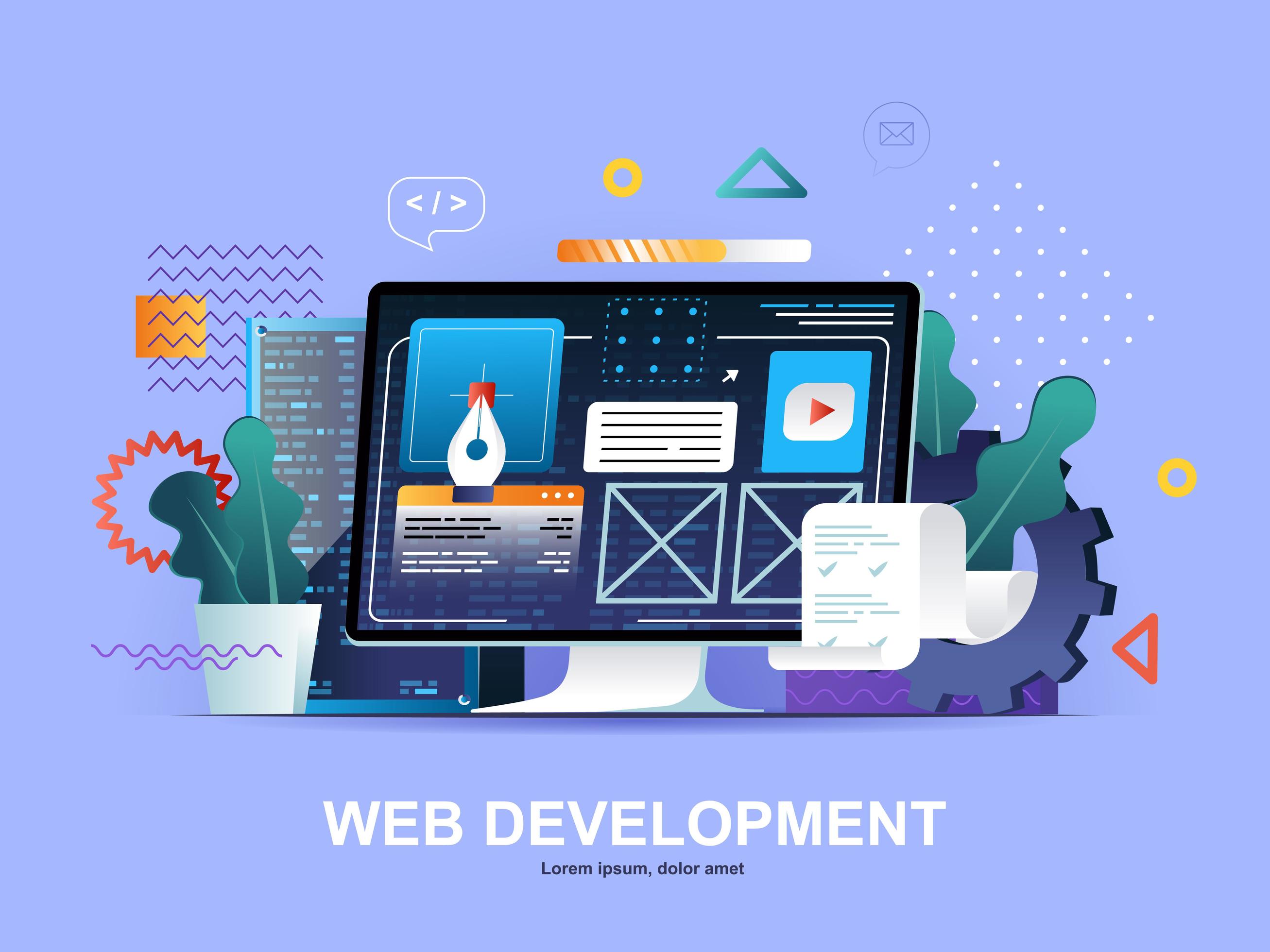 Web development flat concept with gradients 1545646 Vector Art at Vecteezy