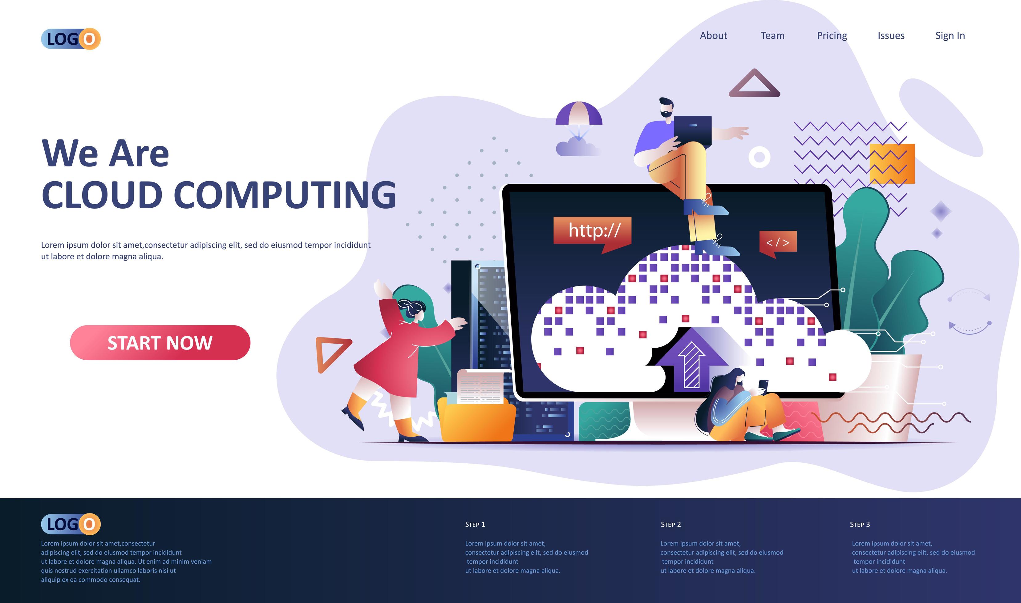 Cloud computing flat landing page template 1545767 Vector Art at Vecteezy