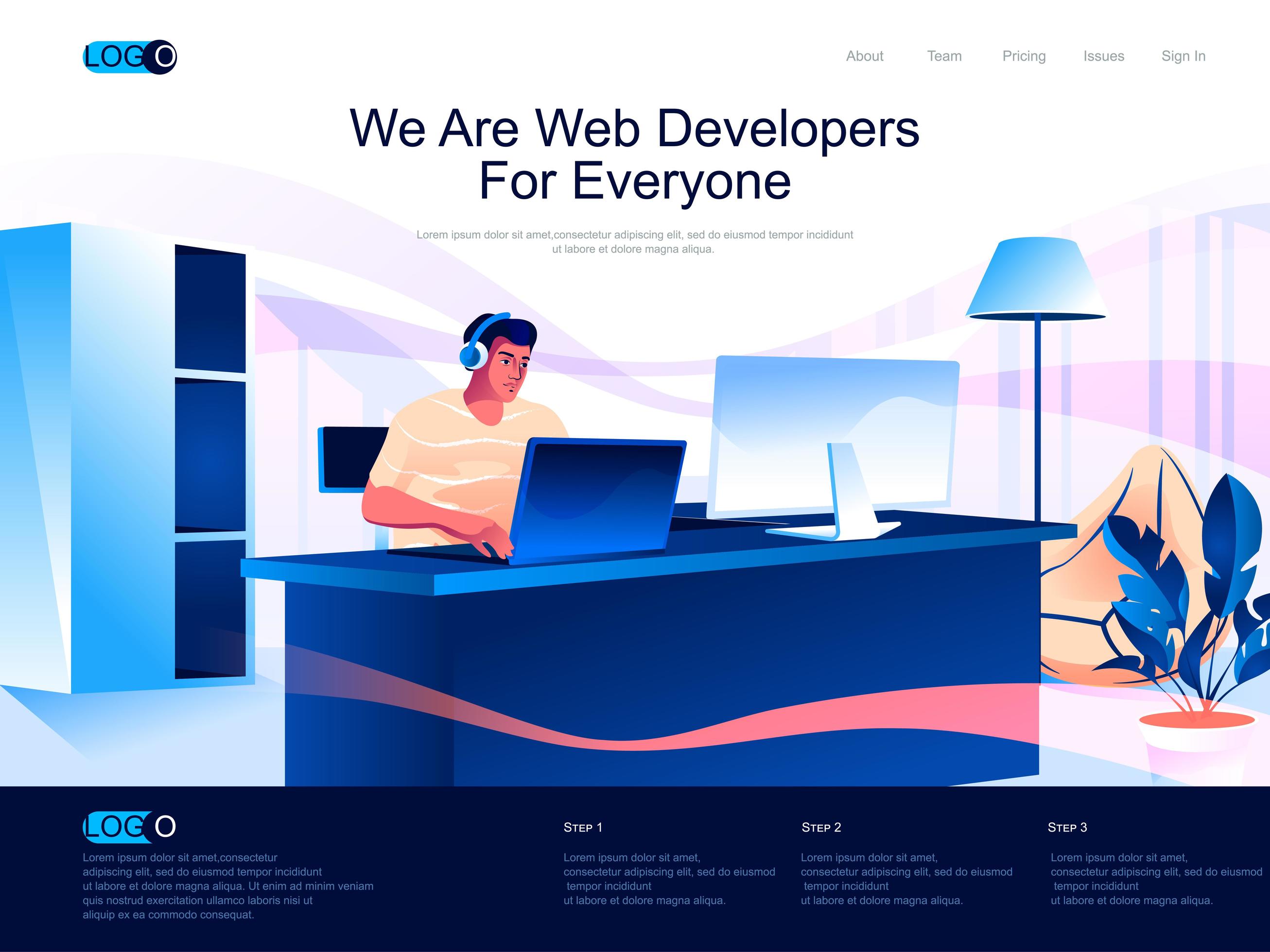 We are Web Developers for everyone landing page 1545808 Vector Art at ...