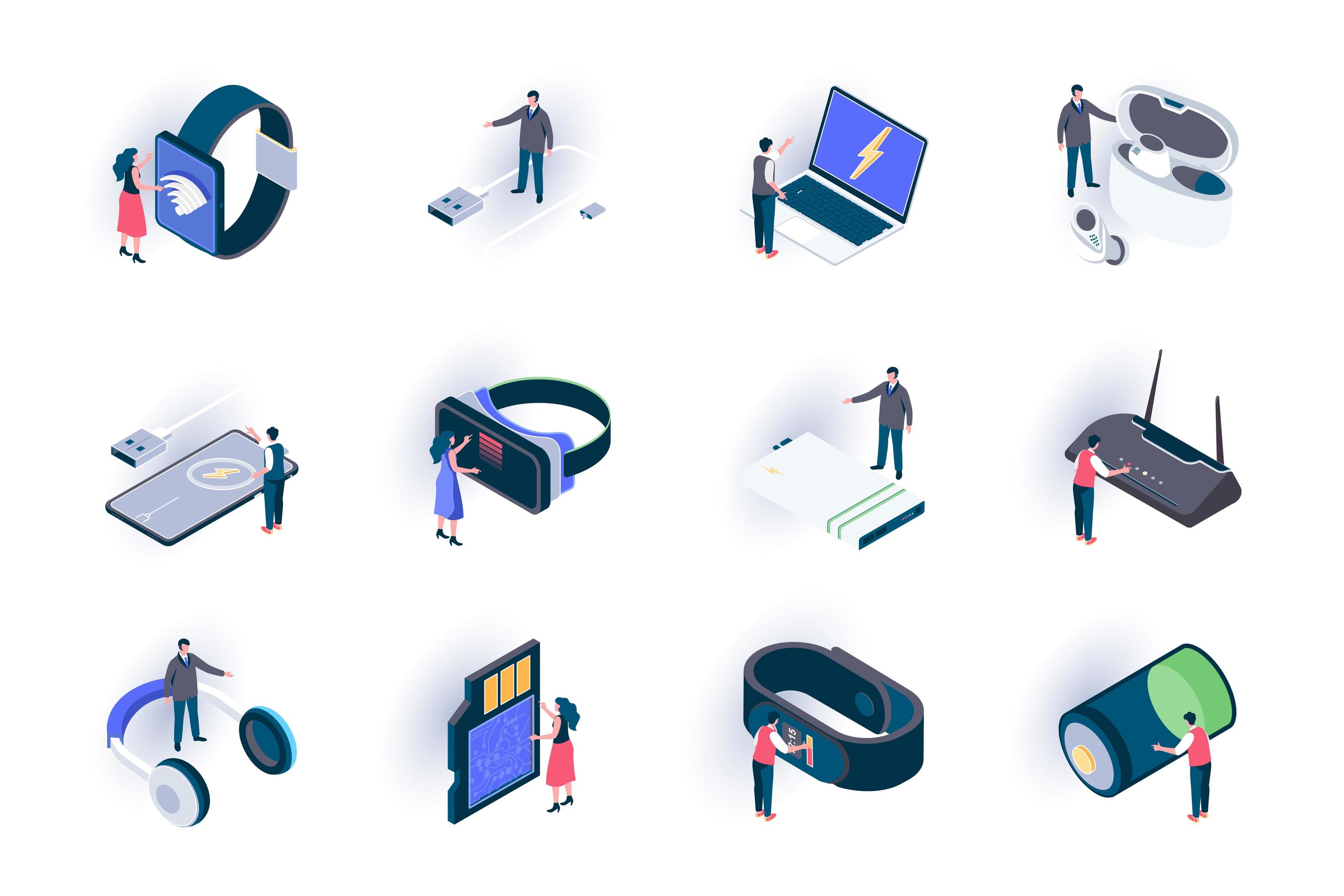 Technology Devices Isometric Icons Set 1558824 Vector Art At Vecteezy