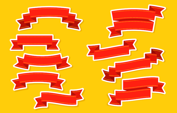 Simple Red Ribbon Sticker Collection 1594440 Vector Art at Vecteezy