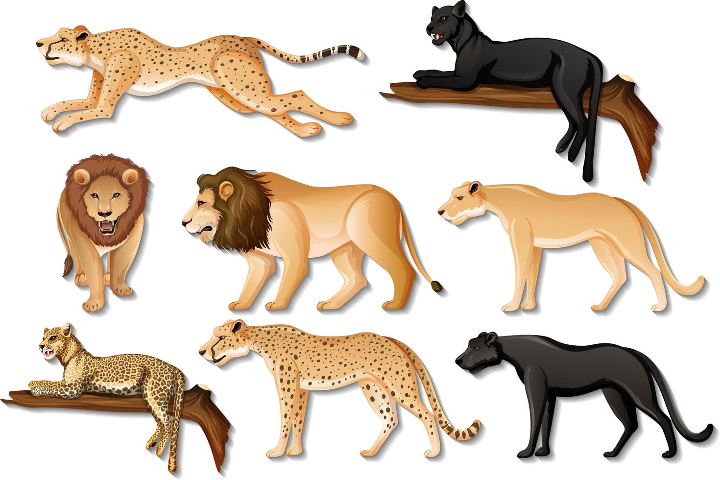 Set of isolated wild African animals on white background 1610359 Vector ...