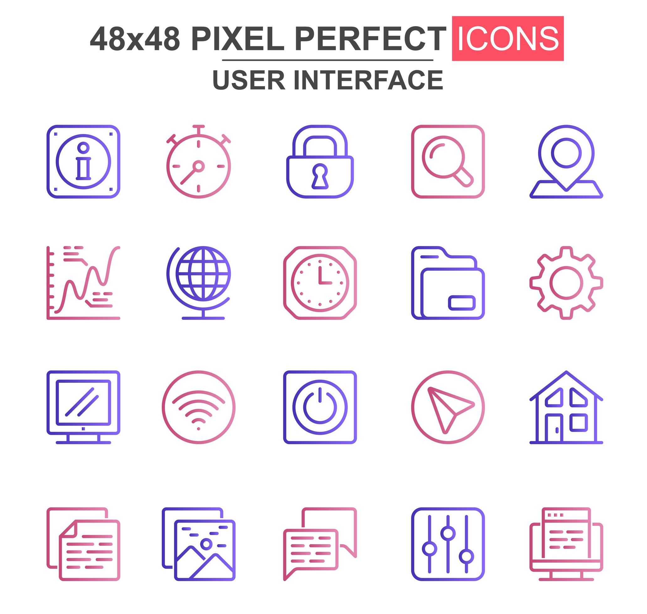 User interface colorful thin line icon set 1613359 Vector Art at Vecteezy User interface colorful thin line icon set 1613359 Vector Art at Vecteezy