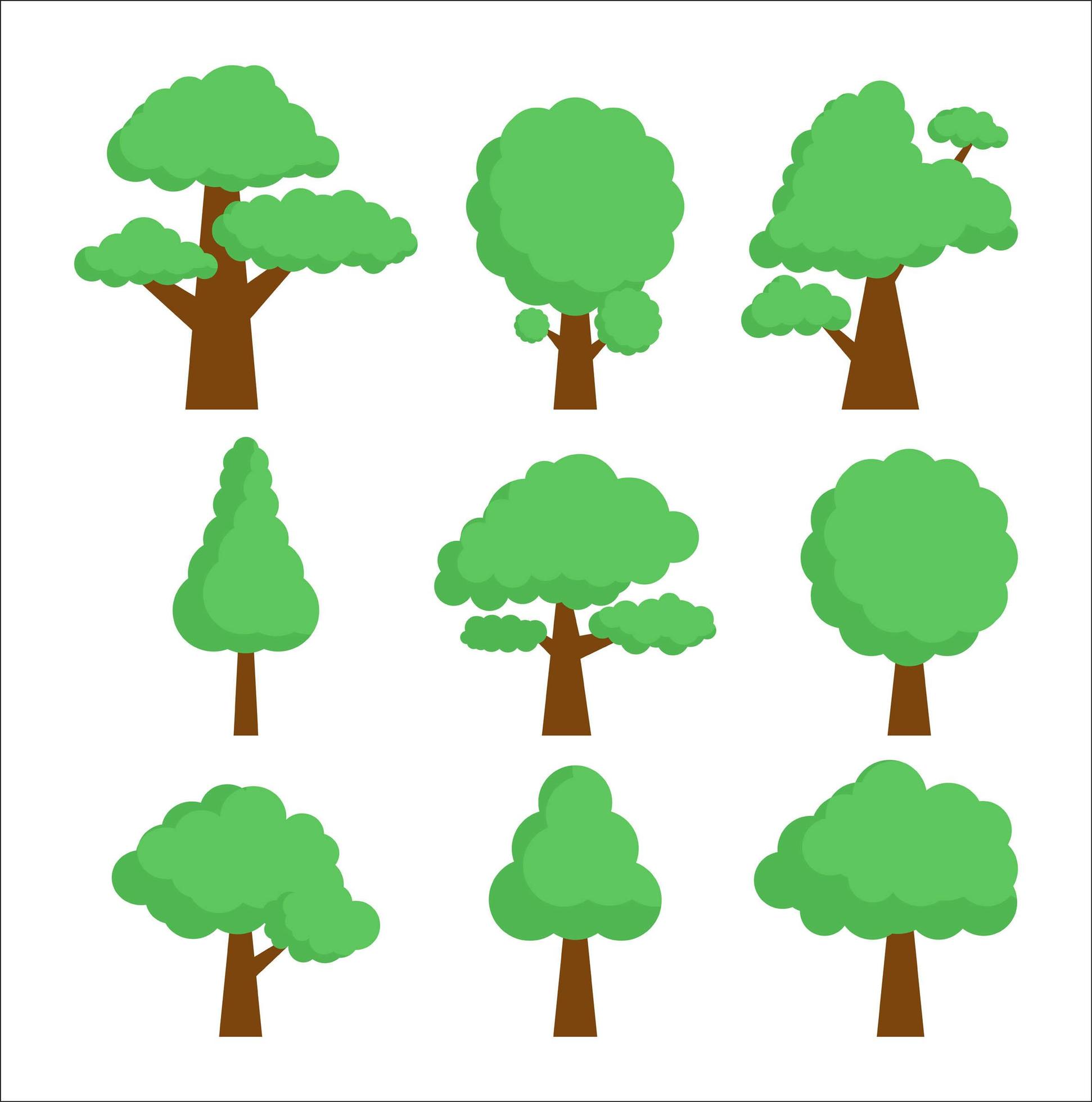 Collection tree set , Forest trees. 1631105 Vector Art at Vecteezy