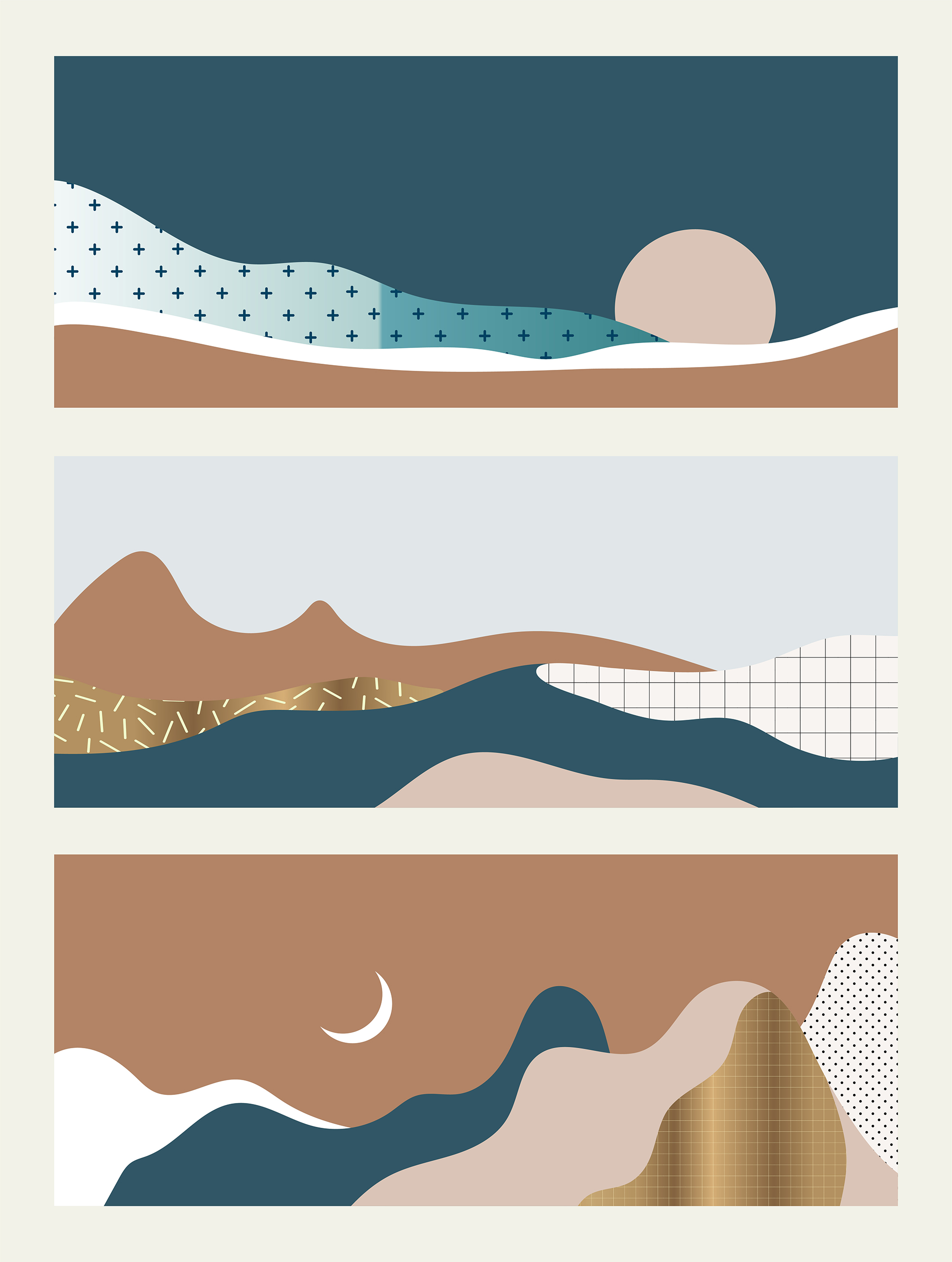 Set of abstract landscapes 1632505 Vector Art at Vecteezy
