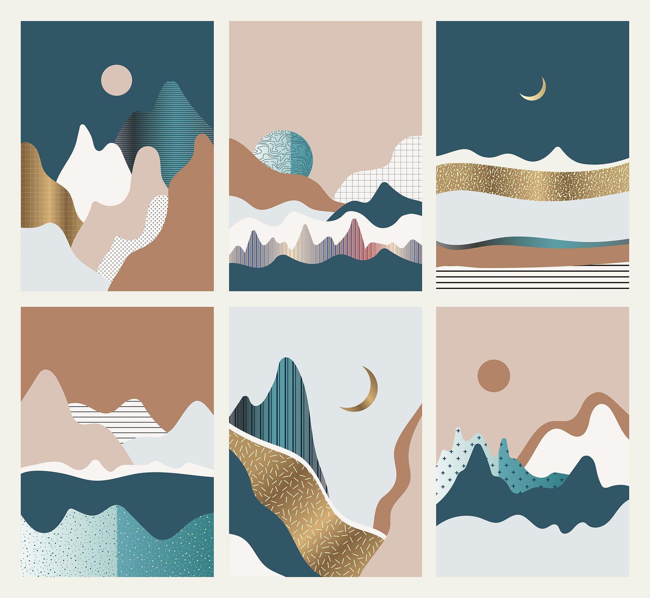 Set of abstract landscapes 1632508 Vector Art at Vecteezy