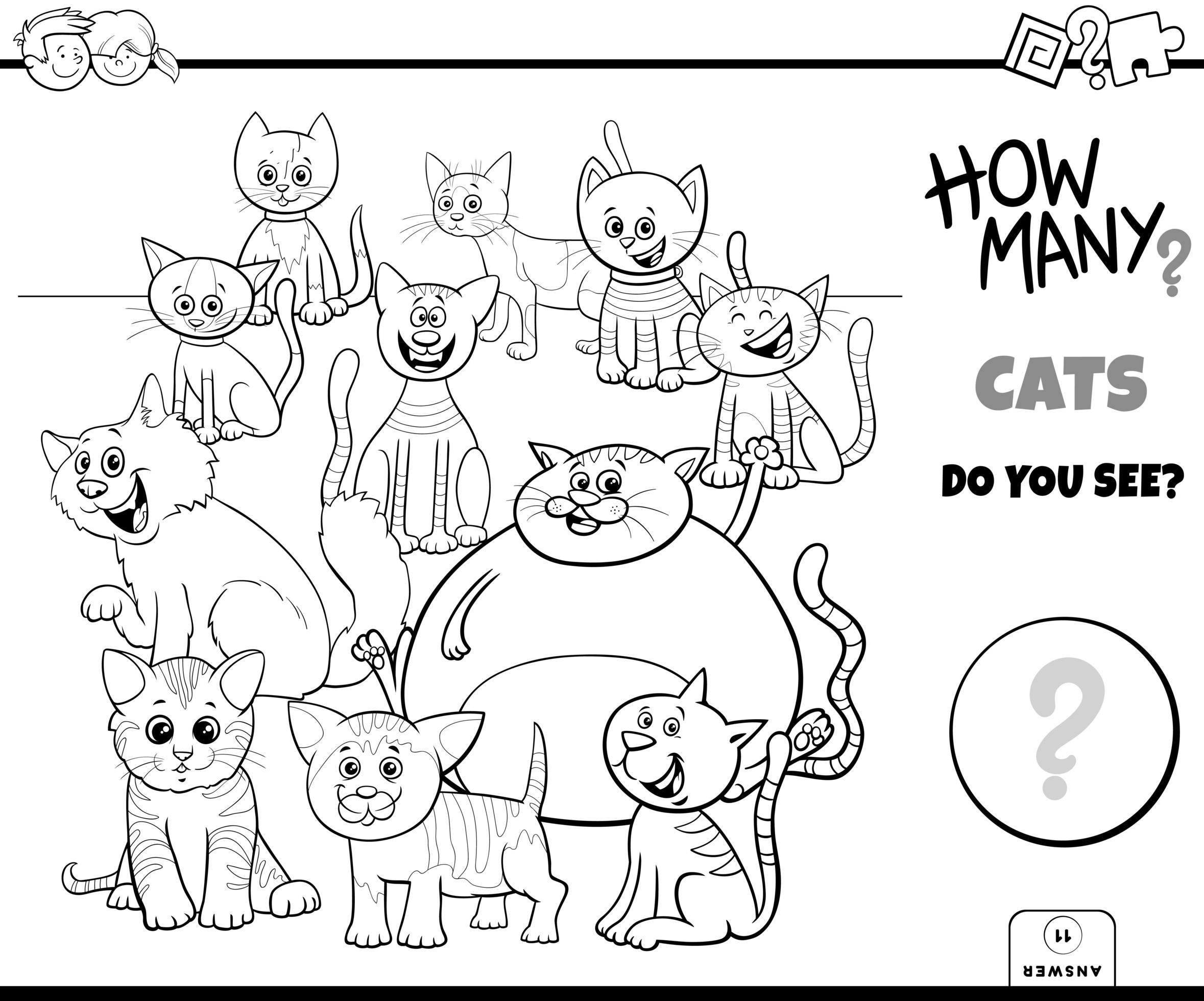 Counting cats educational game color book 1635046 Vector Art at Vecteezy