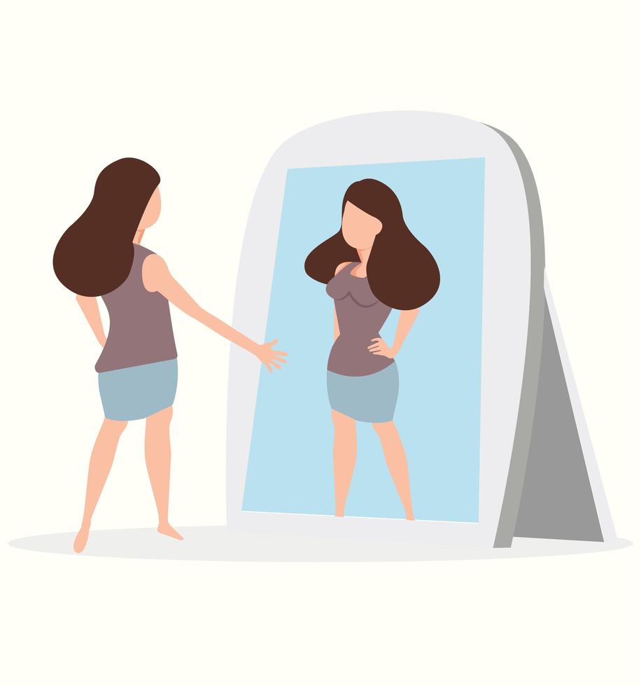 woman looking at reflection 1662928 Vector Art at Vecteezy woman looking at reflection 1662928 Vector Art at Vecteezy