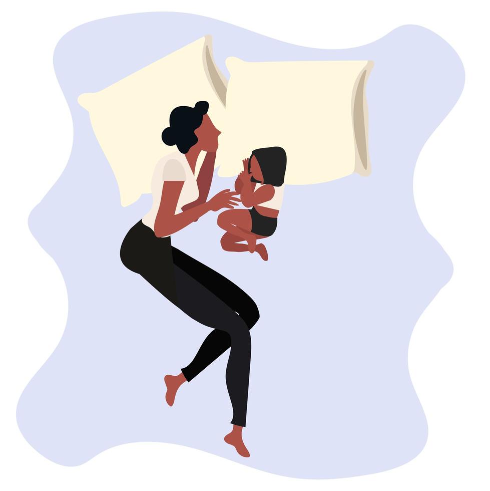 Mother And Daughter Sleeping In Bed 1667136 Vector Art At Vecteezy
