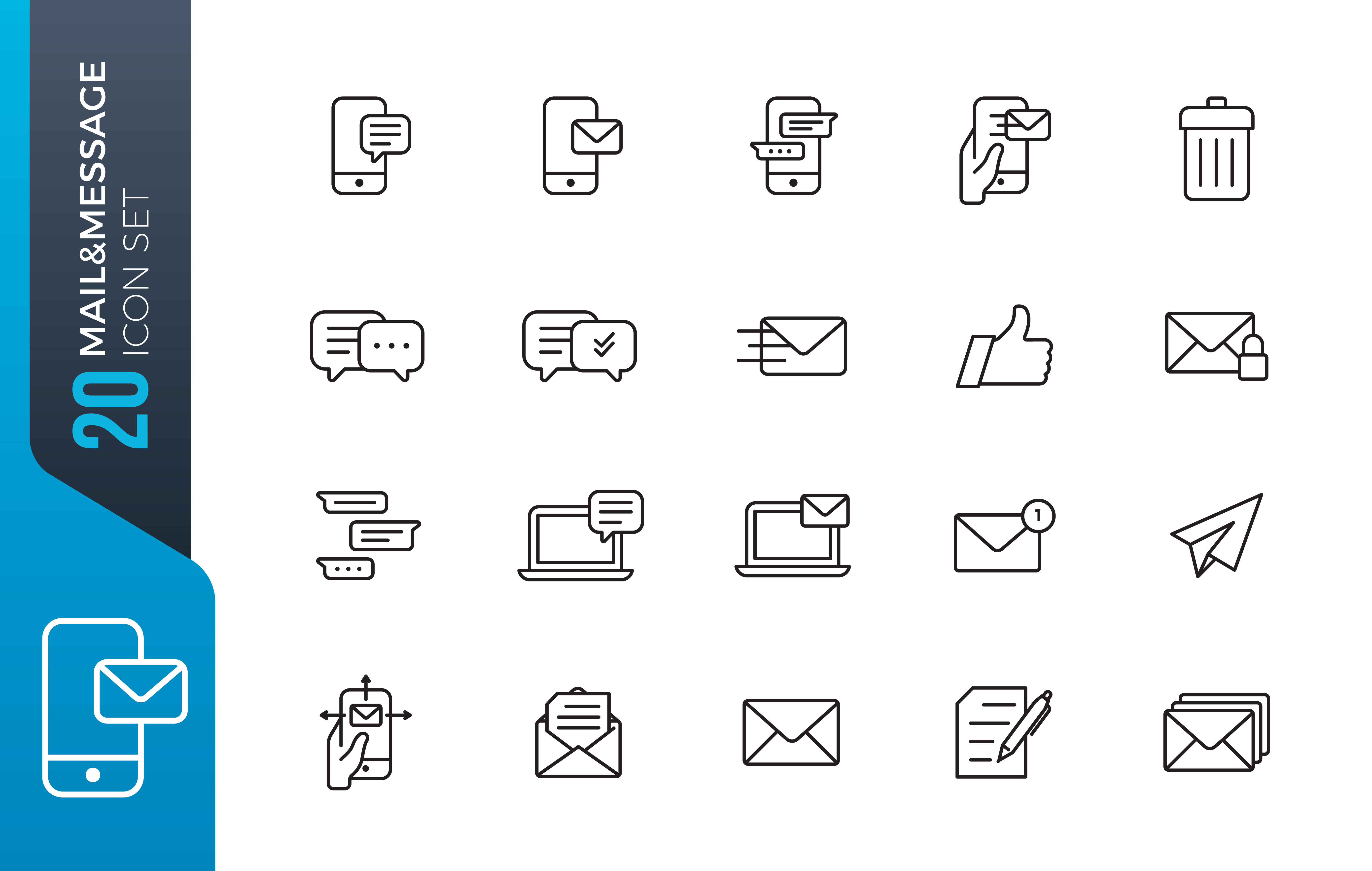 Mail message icon set 1742093 Vector Art at Vecteezy