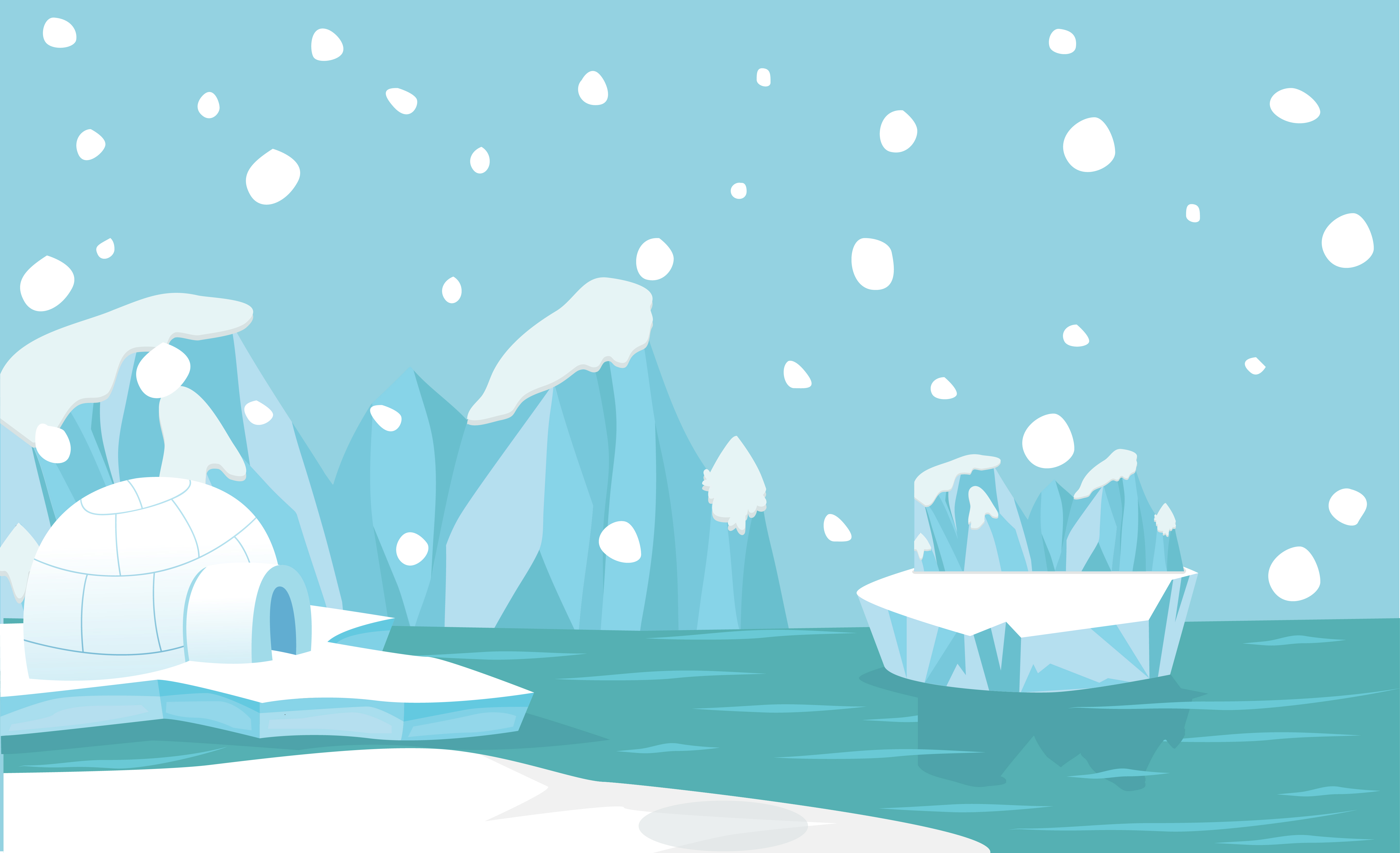 Arctic landscape background with glaciers and igloo 1750084 Vector Art ...
