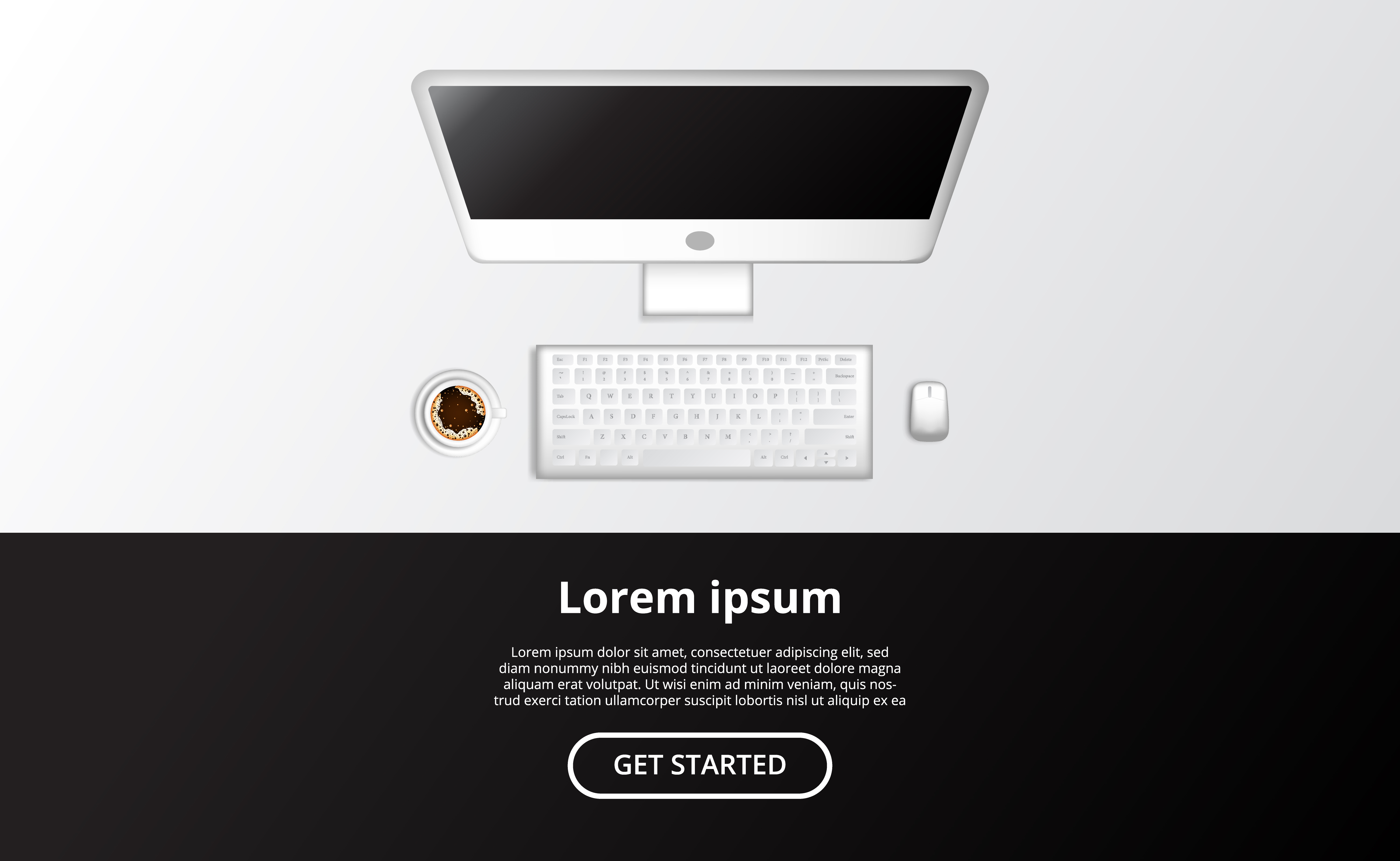 Computer with mouse and a cup of coffee. 1750808 Vector Art at Vecteezy