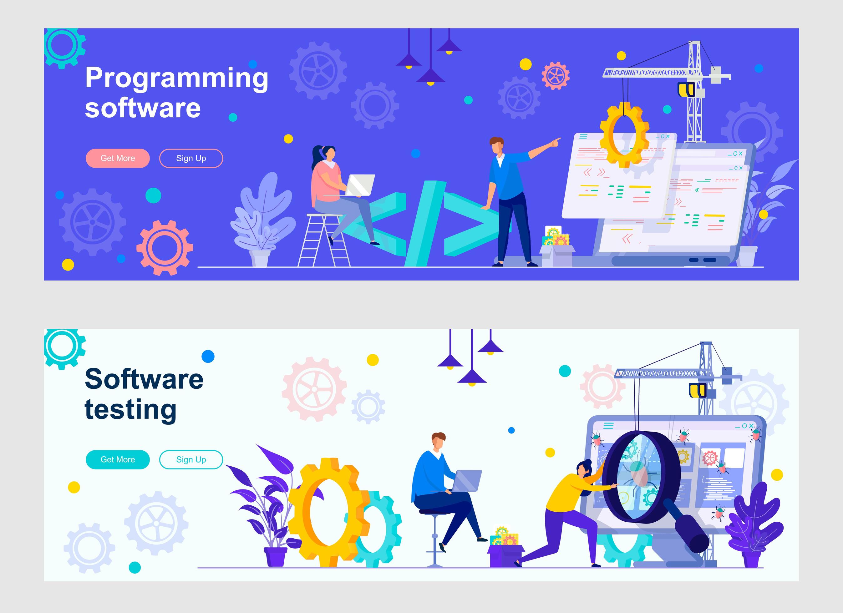 Programming software landing pages with people 1759941 Vector Art at ...