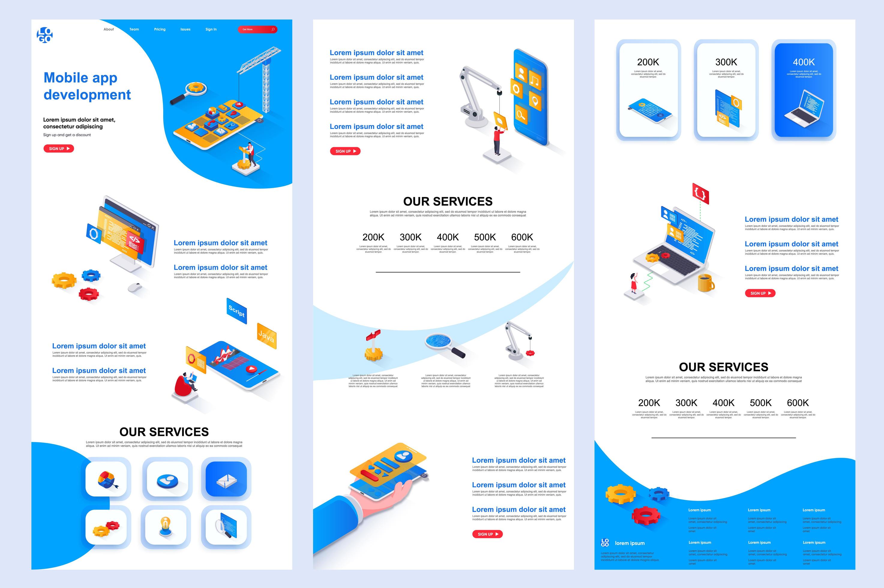 Mobile app development isometric landing page. 1759967 Vector Art at ... Mobile app development isometric landing page. 1759967 Vector Art at ...