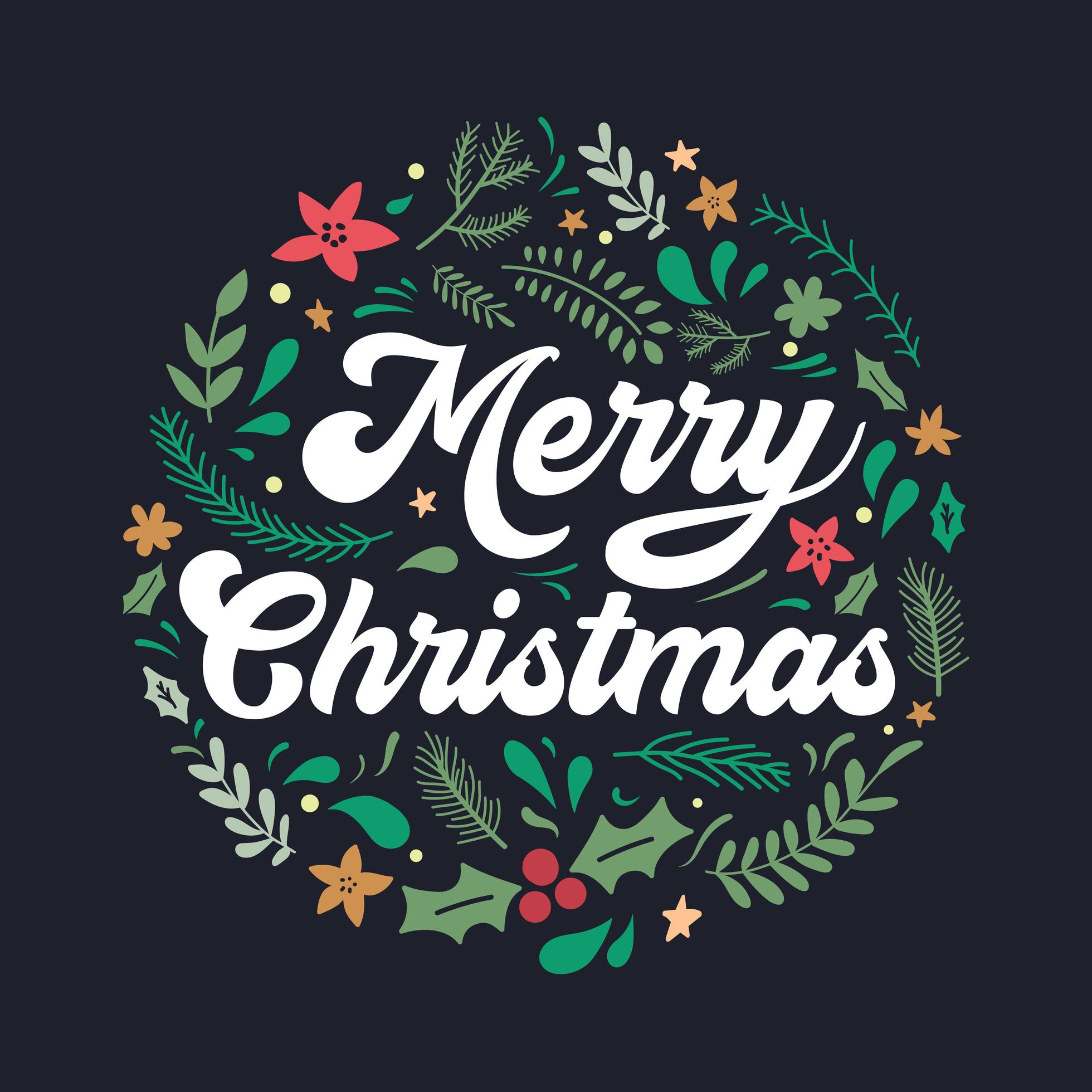 Christmas lettering design with decorations 1762443 Vector Art at Vecteezy