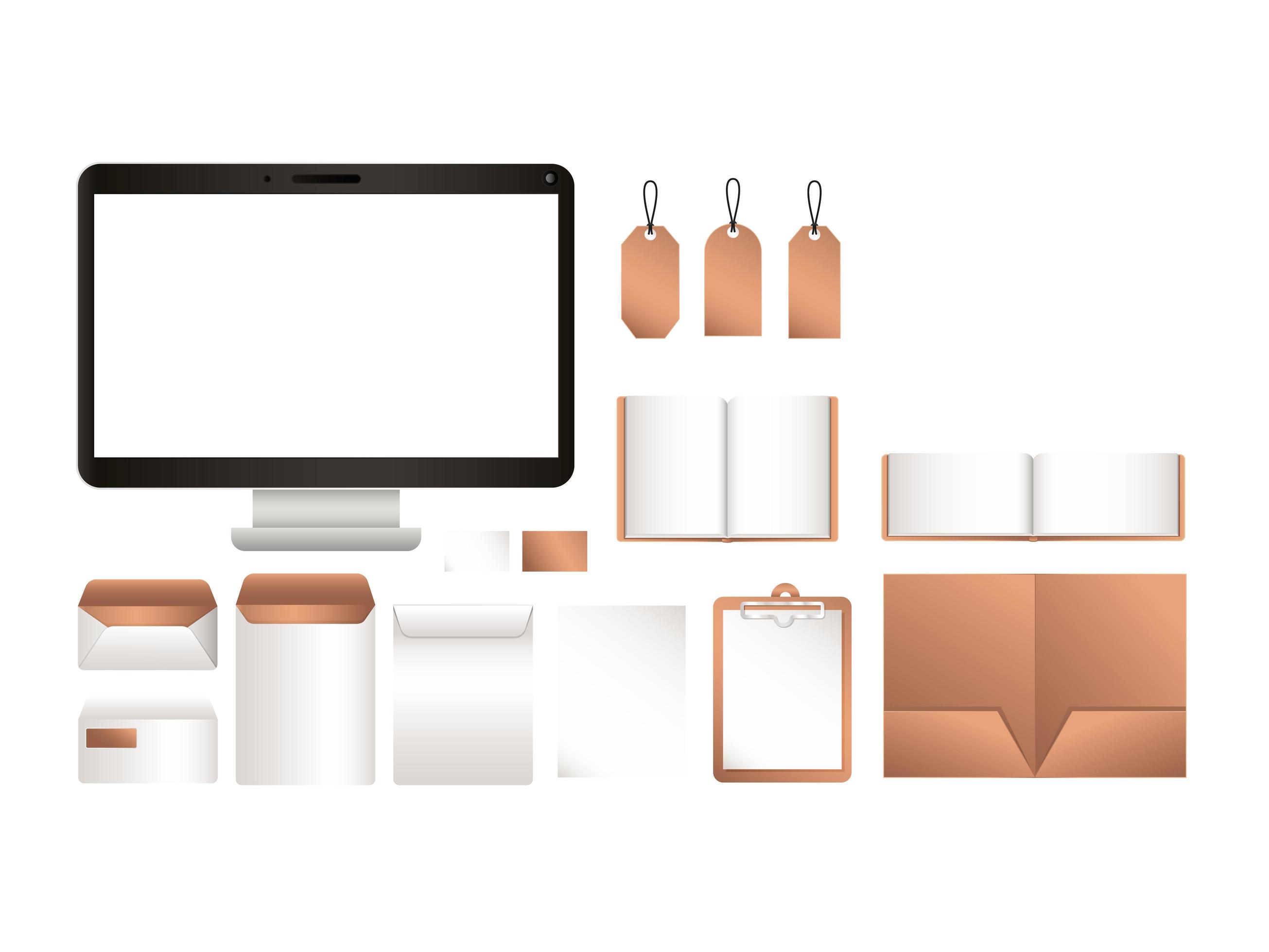 Mockup computer file labels and envelopes design 1777338 Vector Art at ...