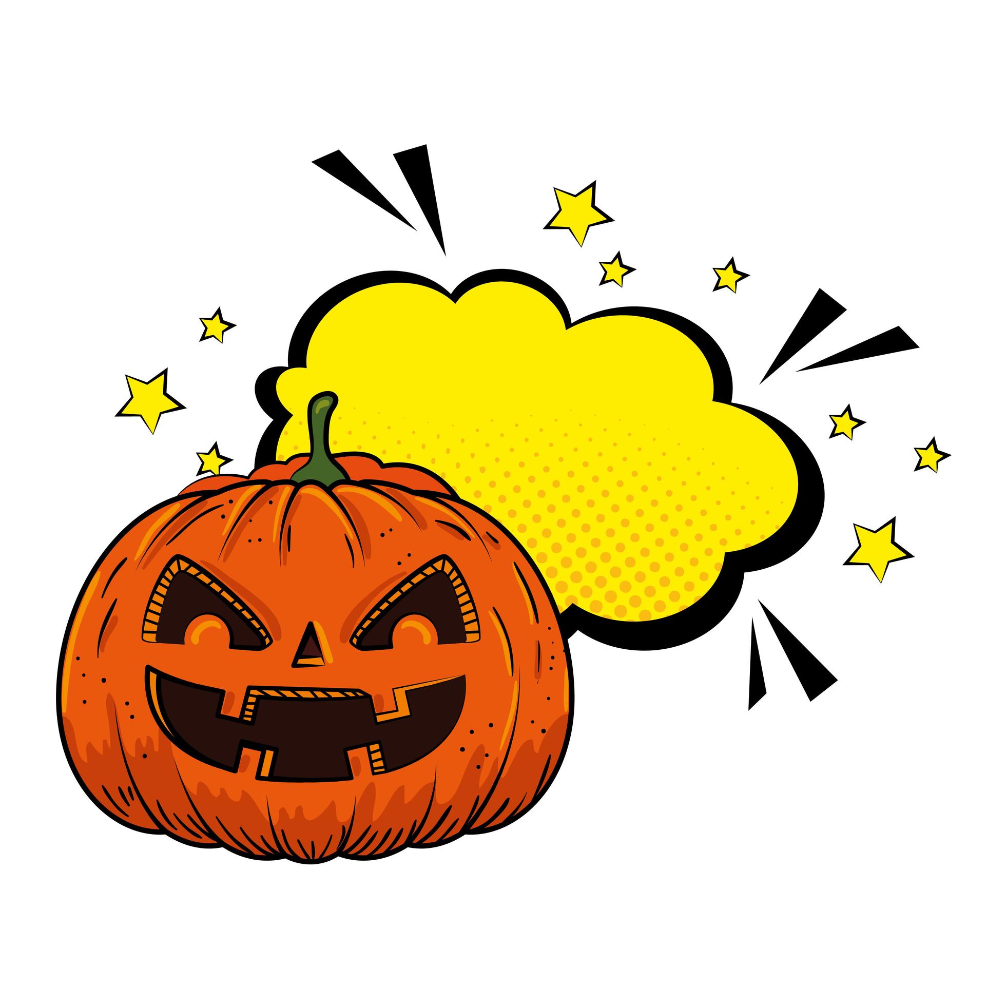 Halloween pumpkin with pop art speech bubble 1779745 Vector Art at Vecteezy