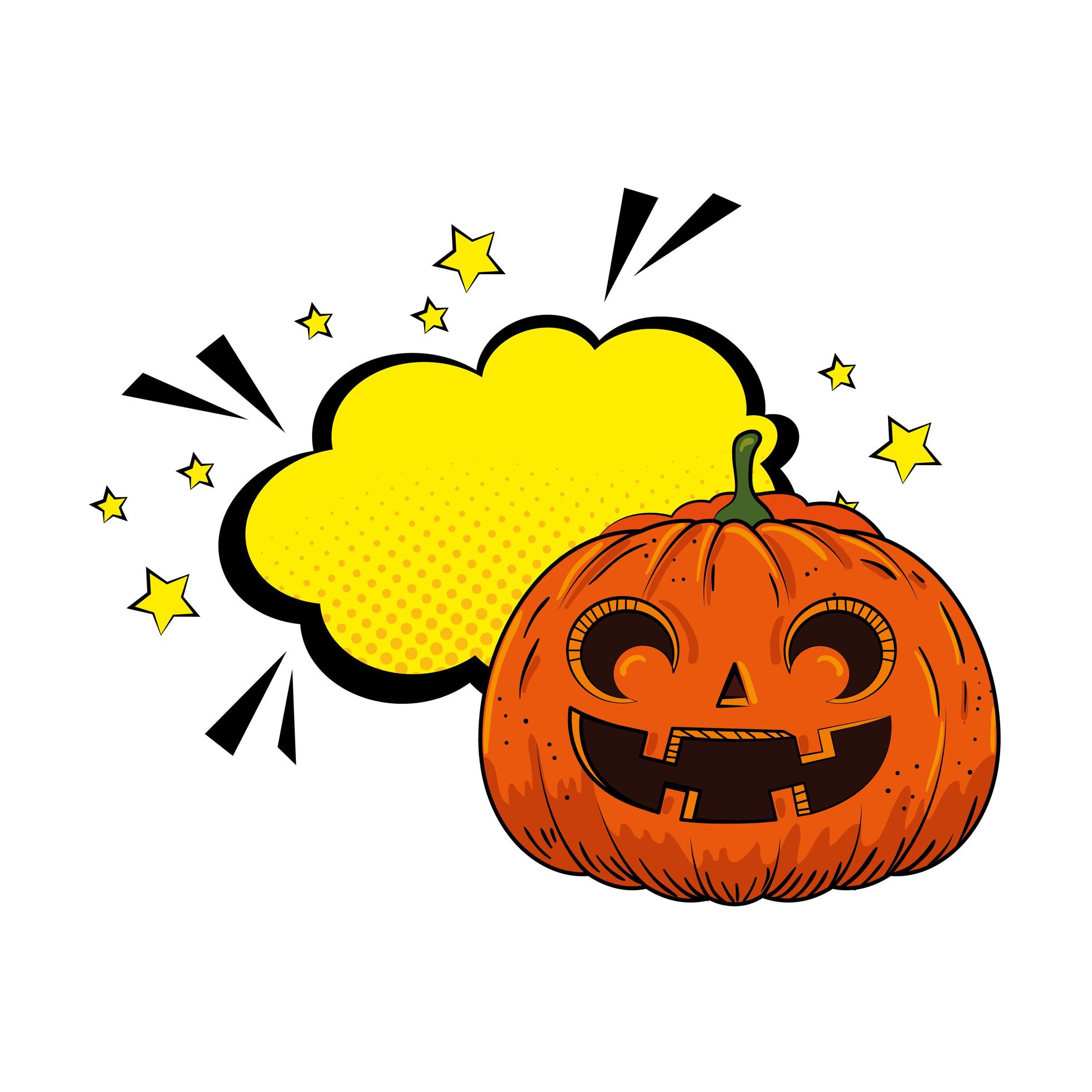 Halloween pumpkin with pop art speech bubble 1779748 Vector Art at Vecteezy