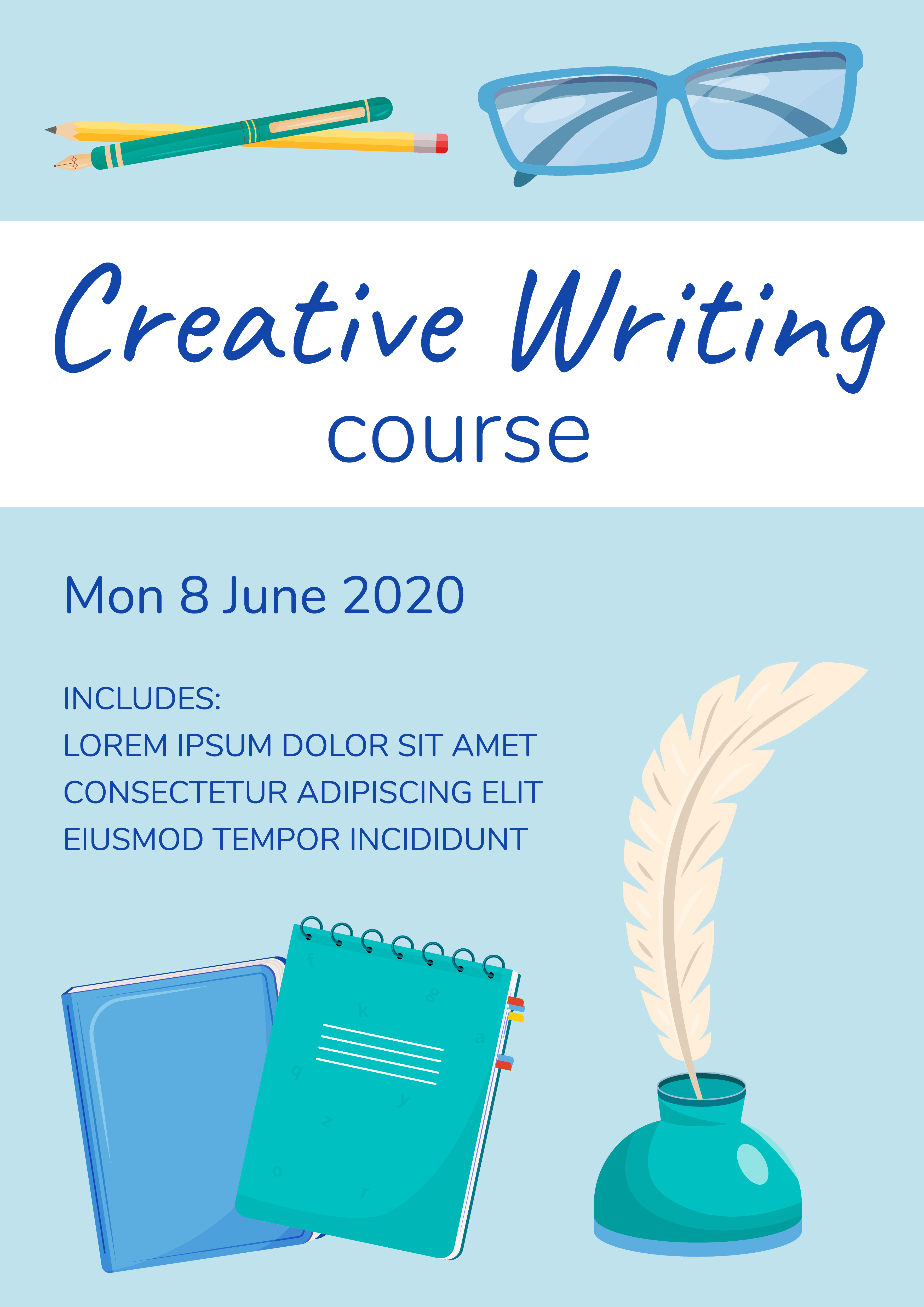 Creative writing course poster 1779922 Vector Art at Vecteezy