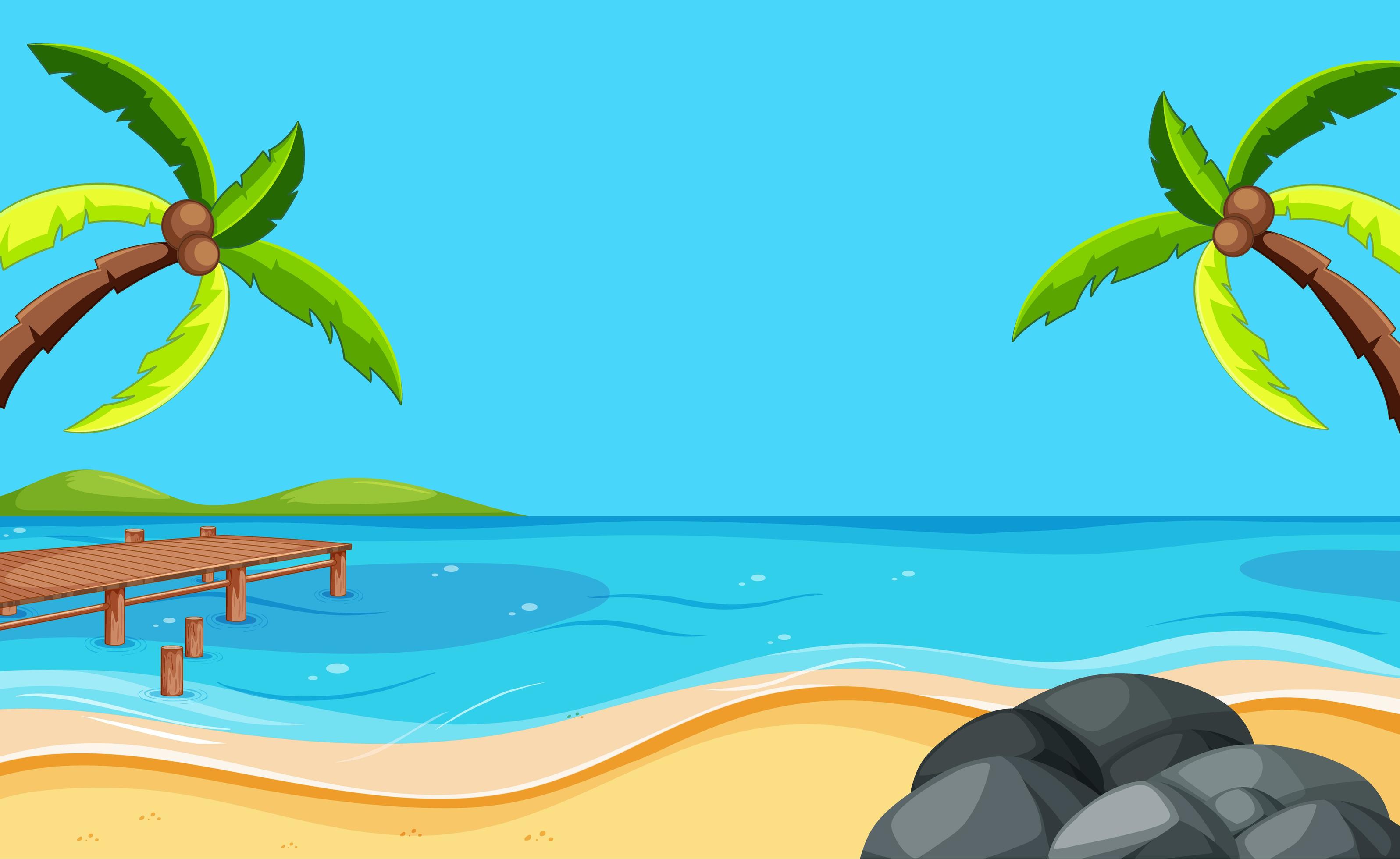 Blank beach scene with two coconut trees 1782625 Vector Art at Vecteezy